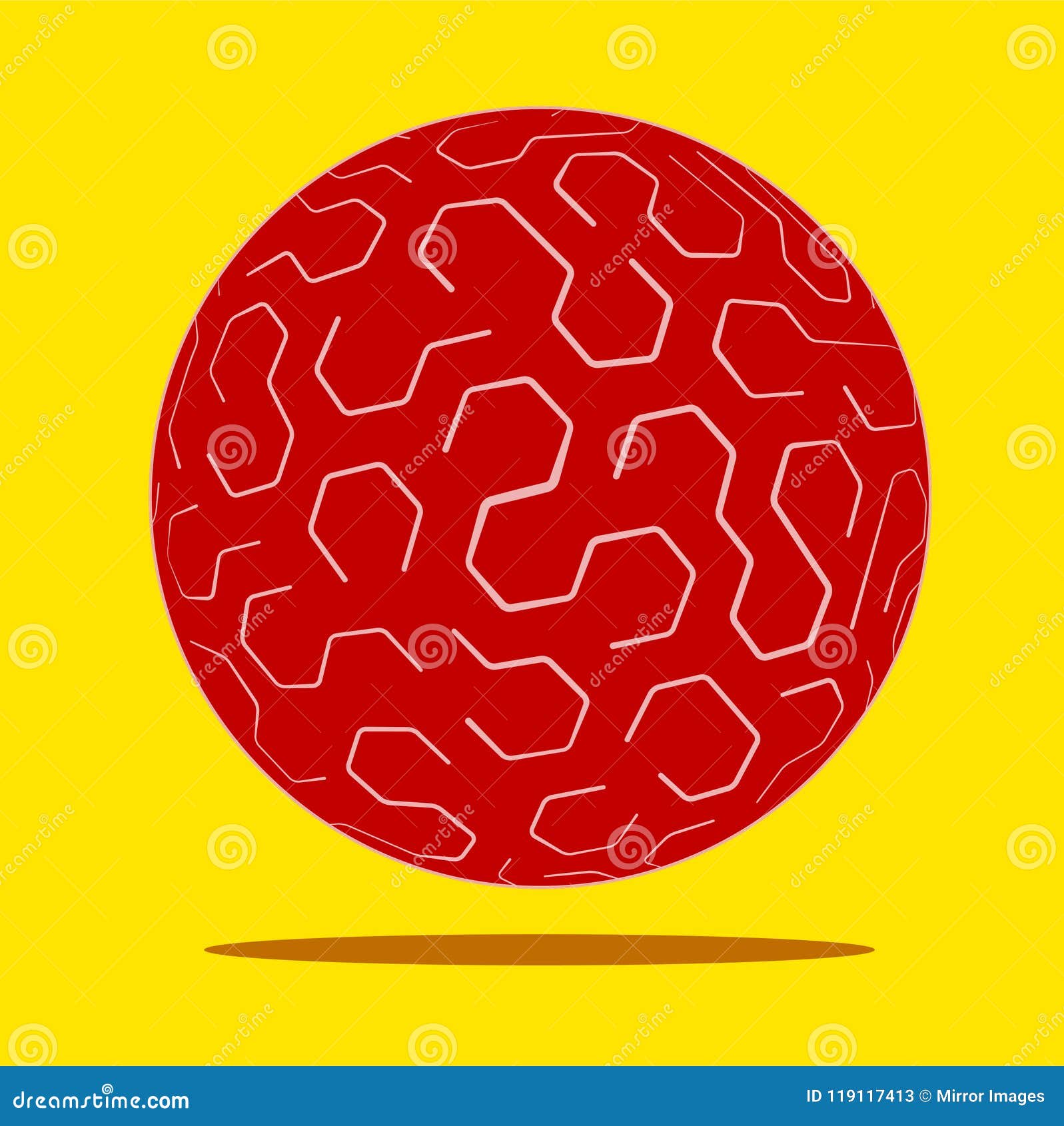 Red Geometric Hexagon Sphere with Yellow with Shadow Stock Vector ...