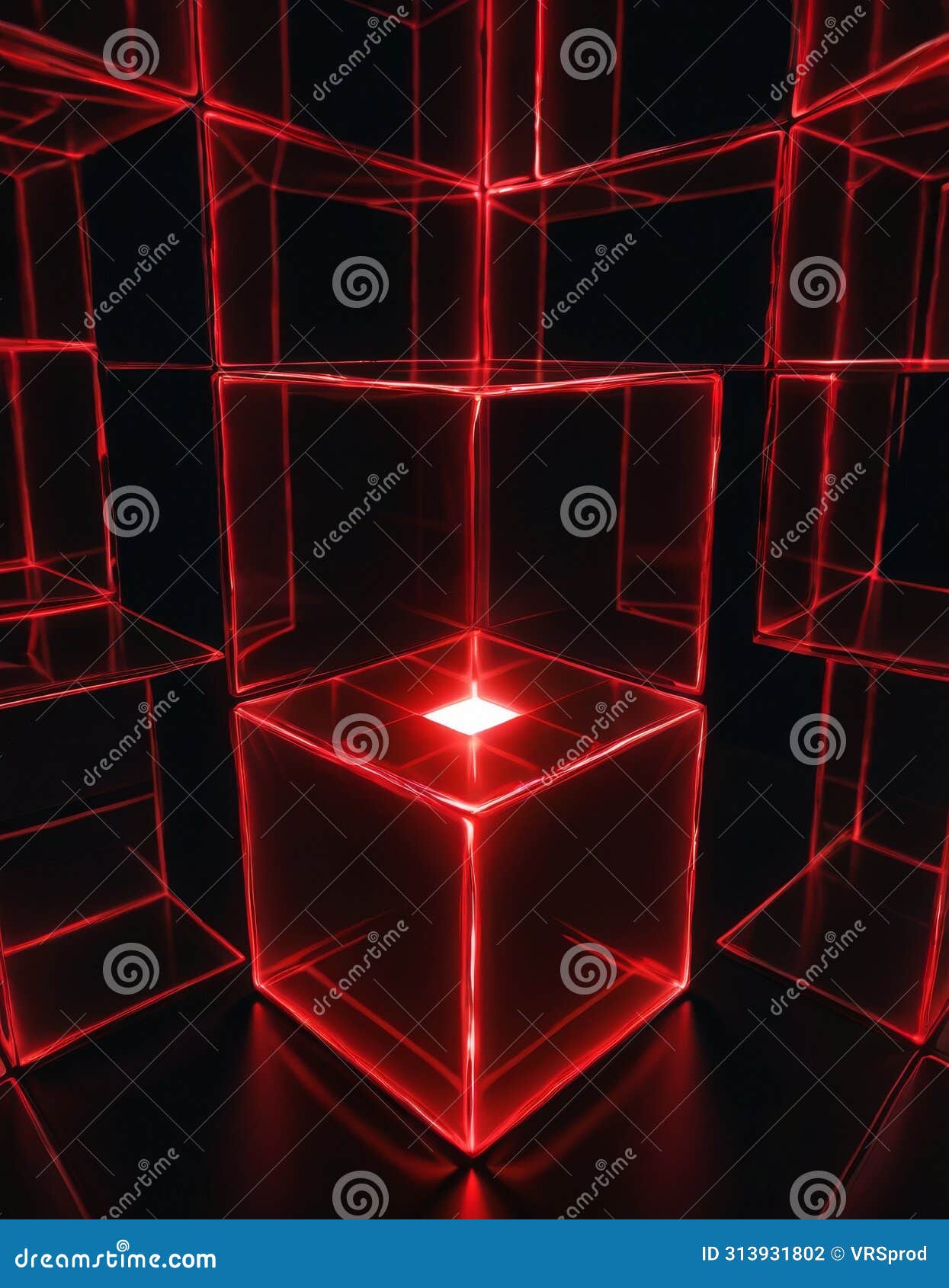Red Geometric Light Installation Stock Illustration - Illustration of ...