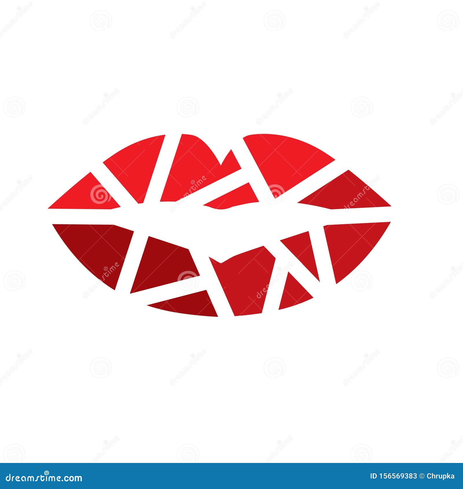 Red geometric lips icon stock vector. Illustration of romance - 156569383
