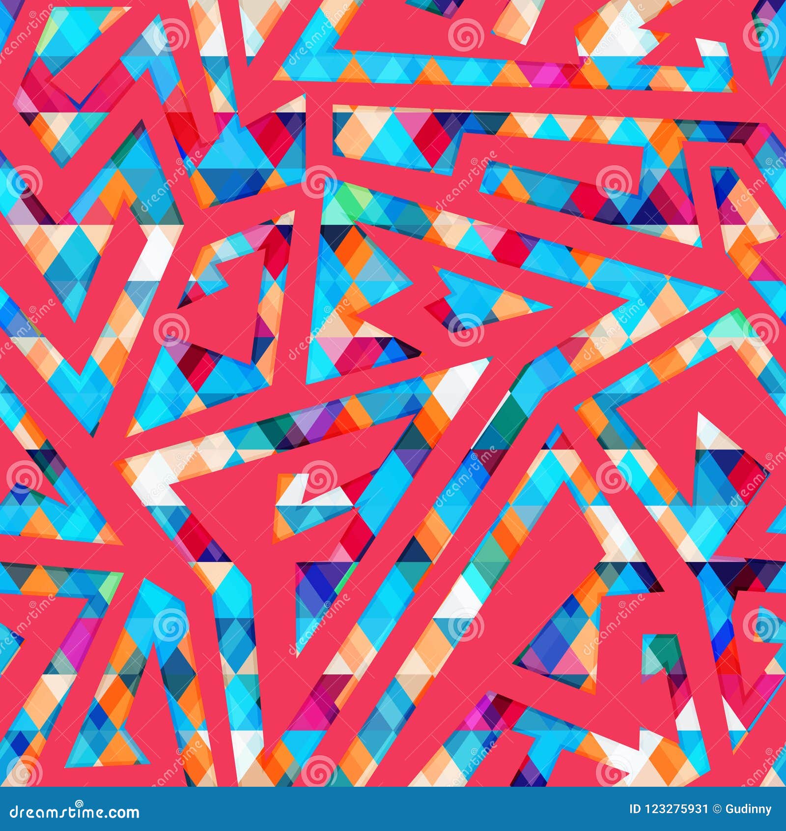 Red Geometric Seamless Pattern Stock Vector - Illustration of grid ...