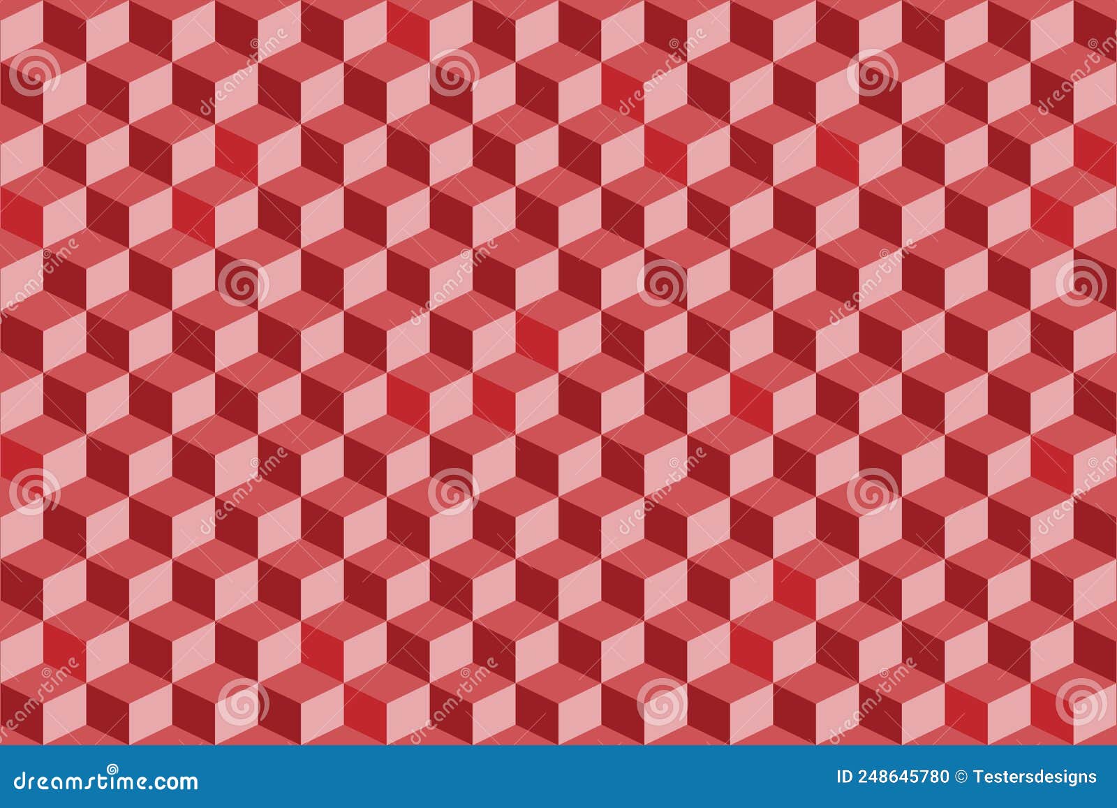 Red Geometric Vector Background, Wallpaper 3d Cube Shapes. Optical ...