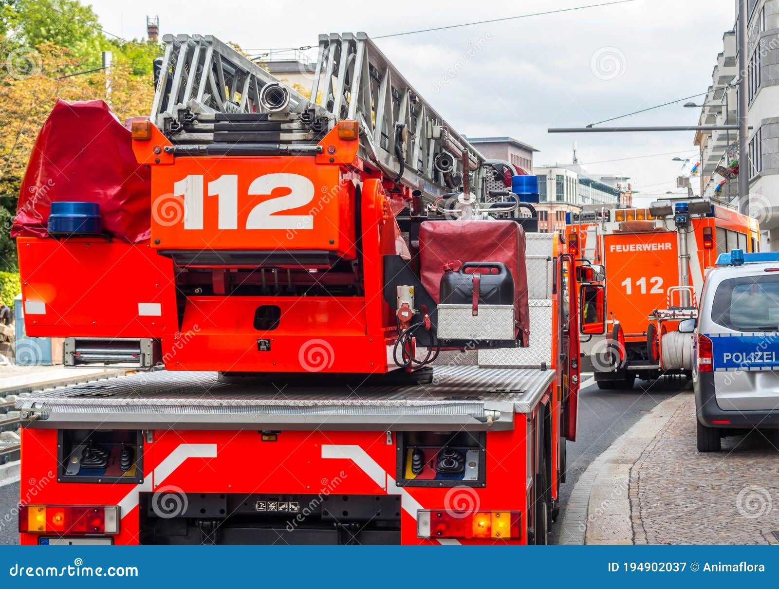 Red German Fire Truck in Action Editorial Photography - Image of sign ...