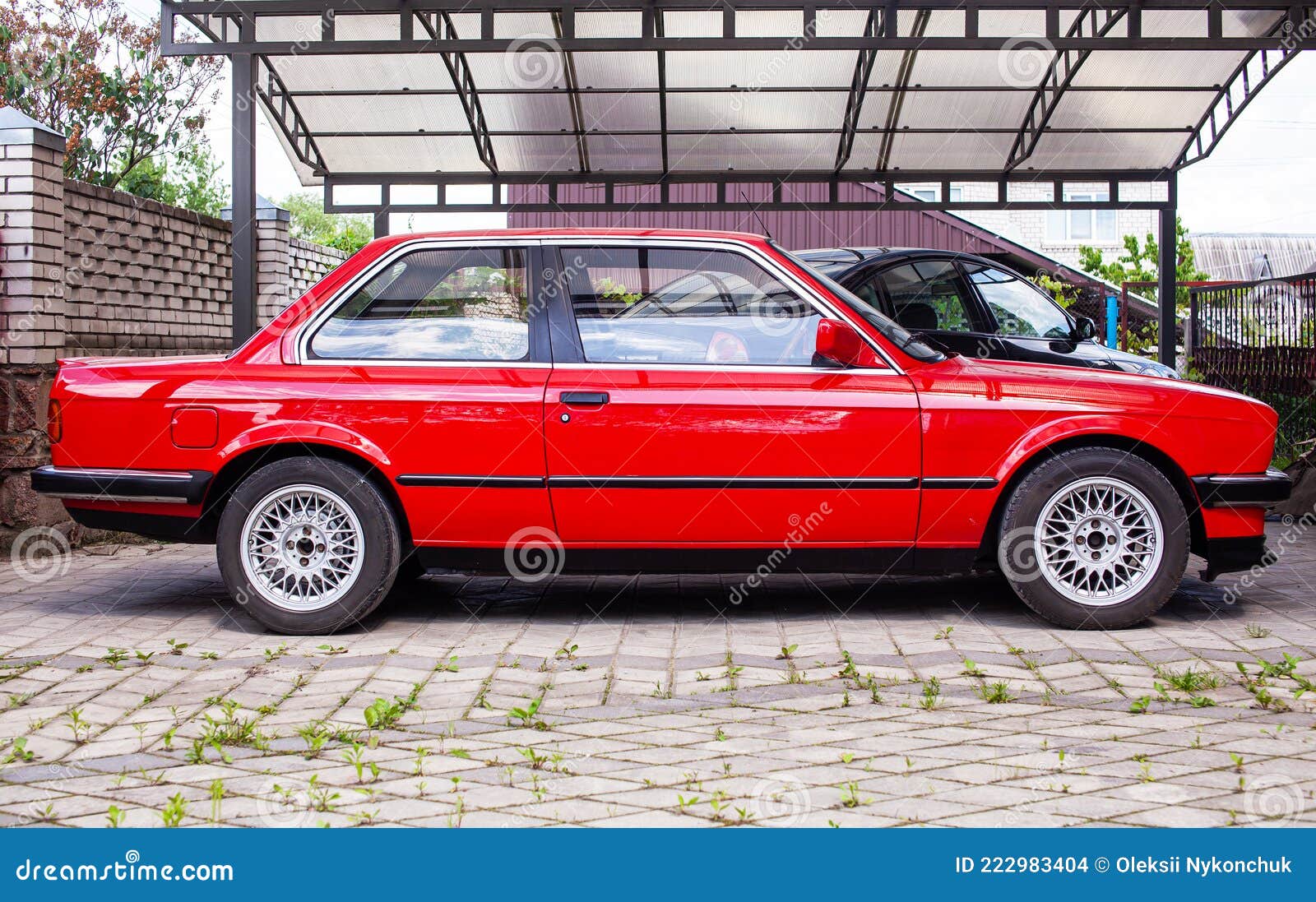 Red German Retro Car Parked in the Yard Stock Photo - Image of retro ...