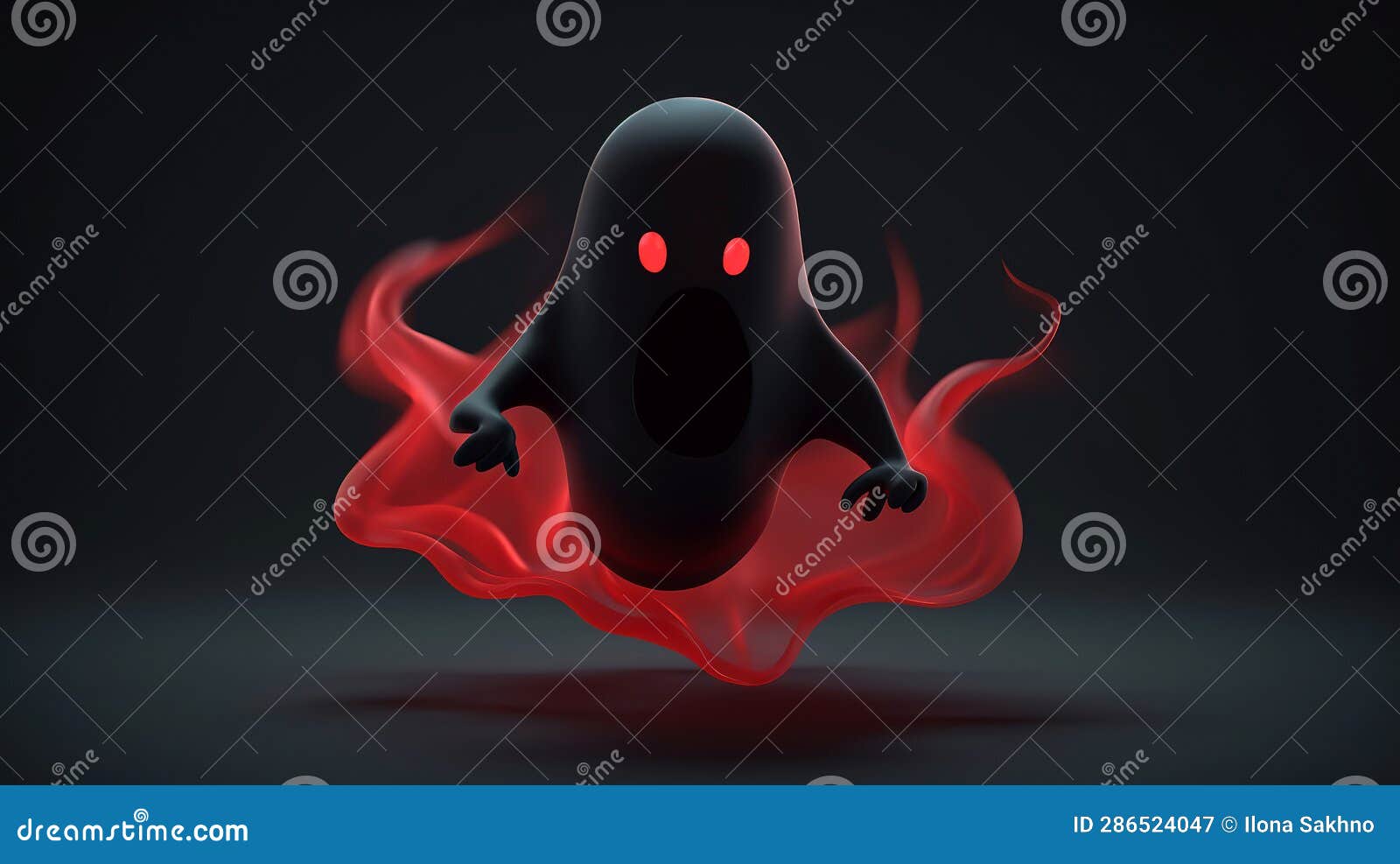 Red Ghost on a Dark Background Stock Illustration - Illustration of ...