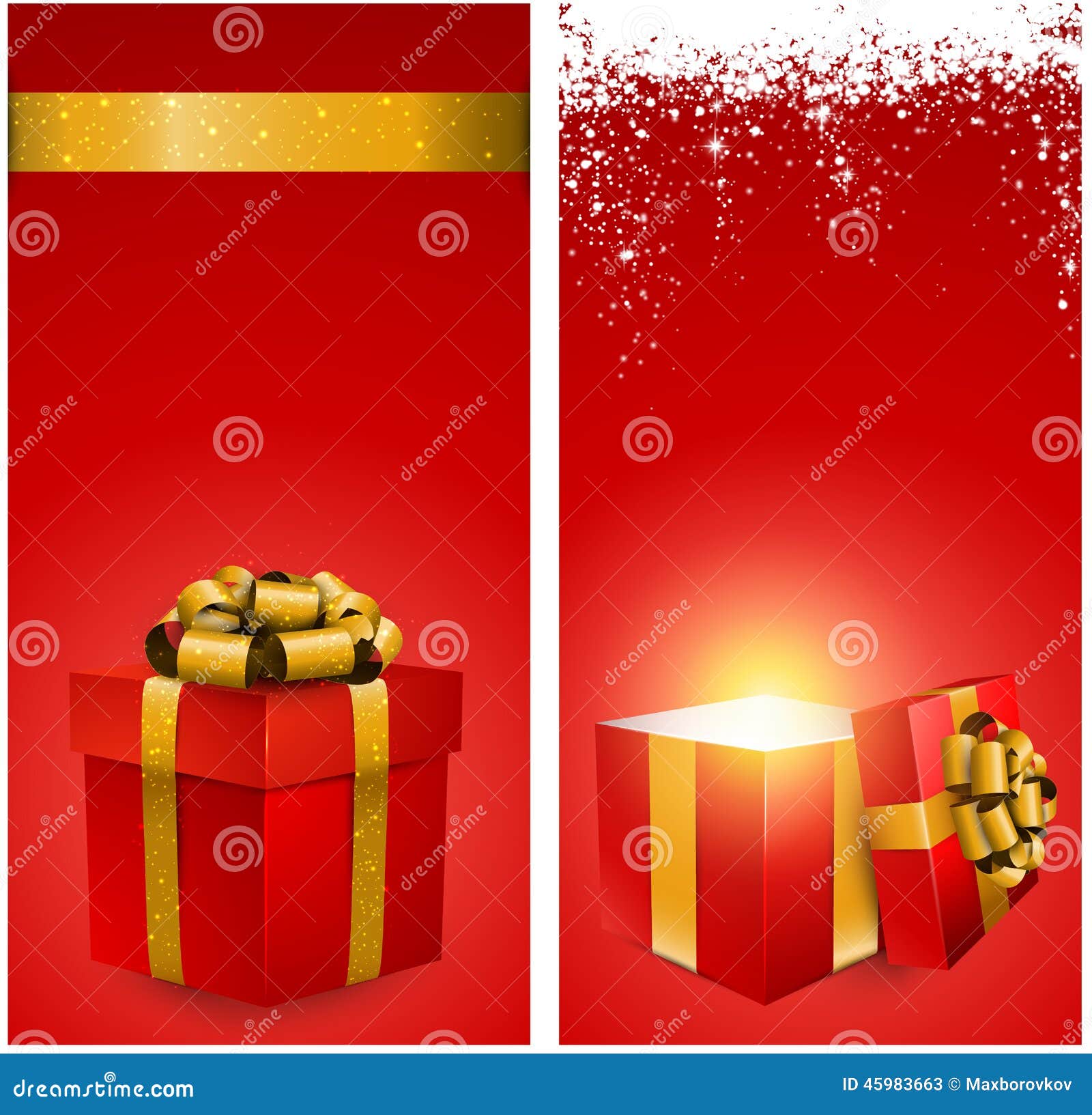 Red gift box banners. stock illustration. Illustration of golden - 45983663