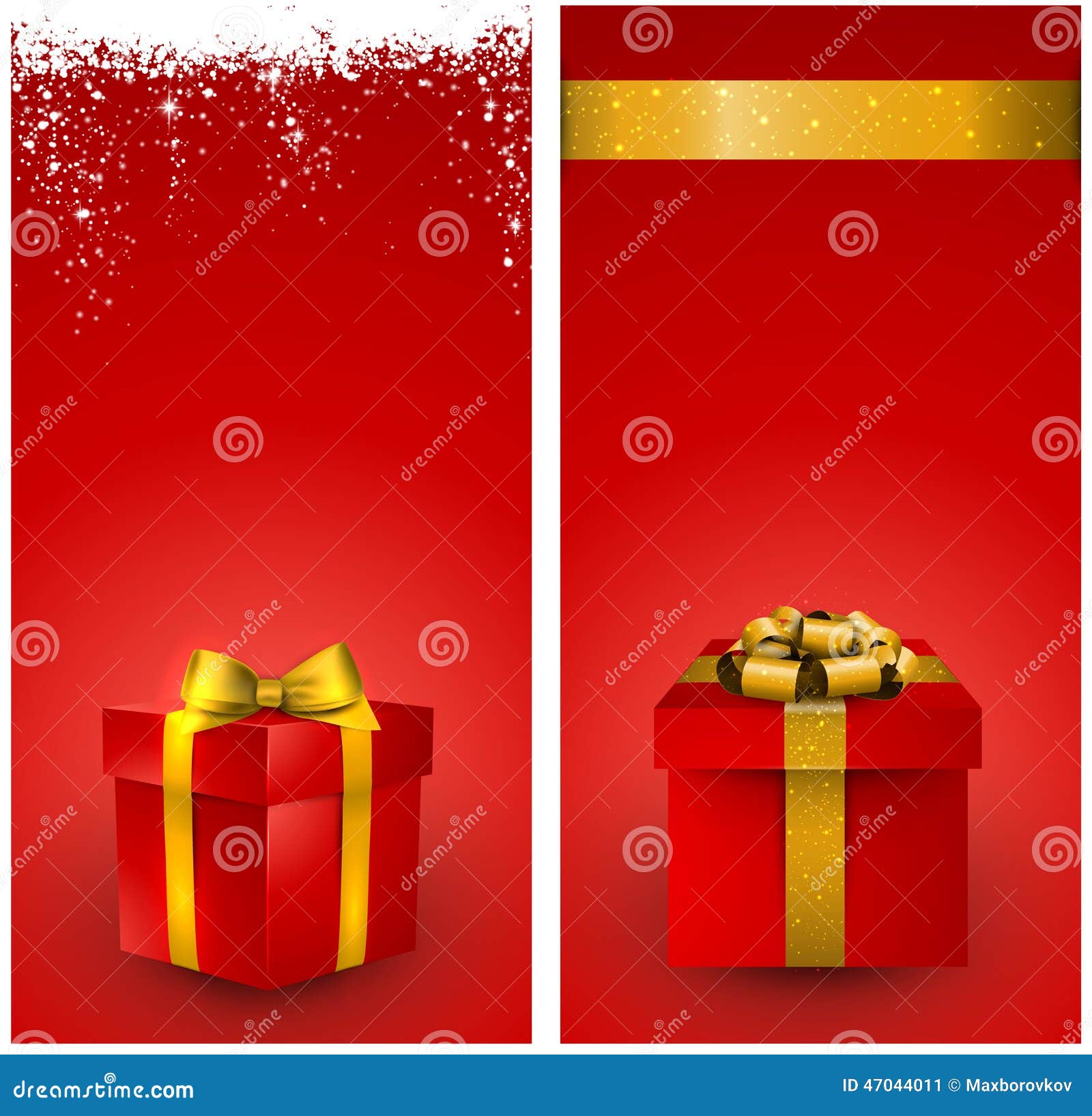 Red gift box banners. stock vector. Illustration of gold - 47044011