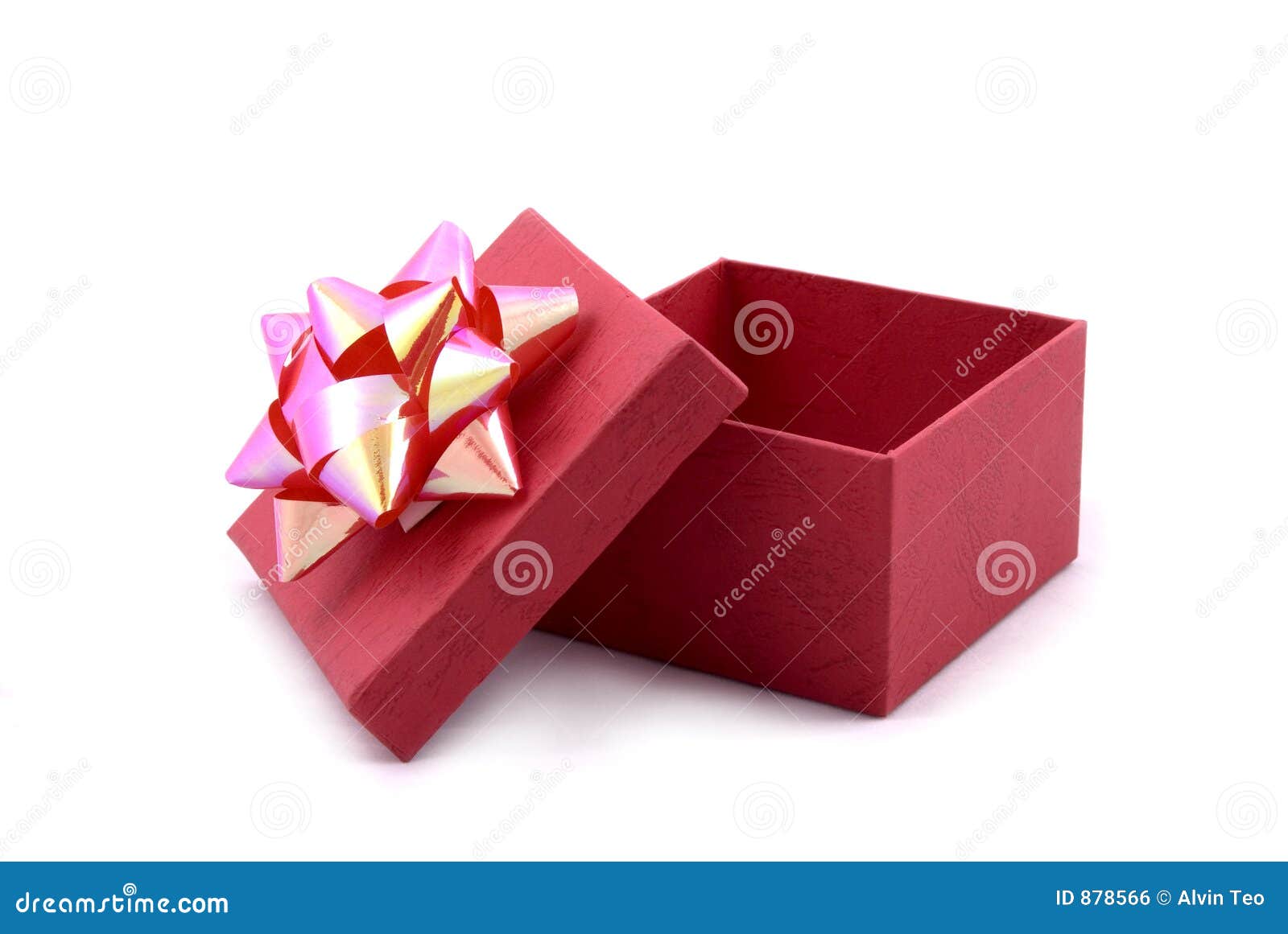 Red Gift Box with Big Ribbon Stock Photo - Image of birthday, present ...