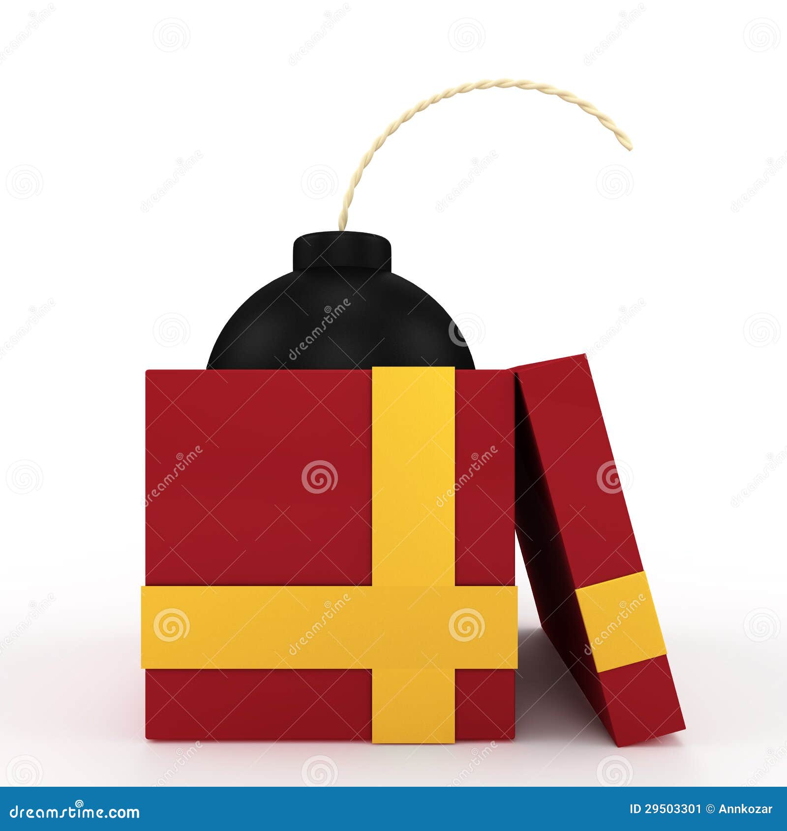 Red Gift Box with a Bomb Inside Stock Illustration - Illustration of ...