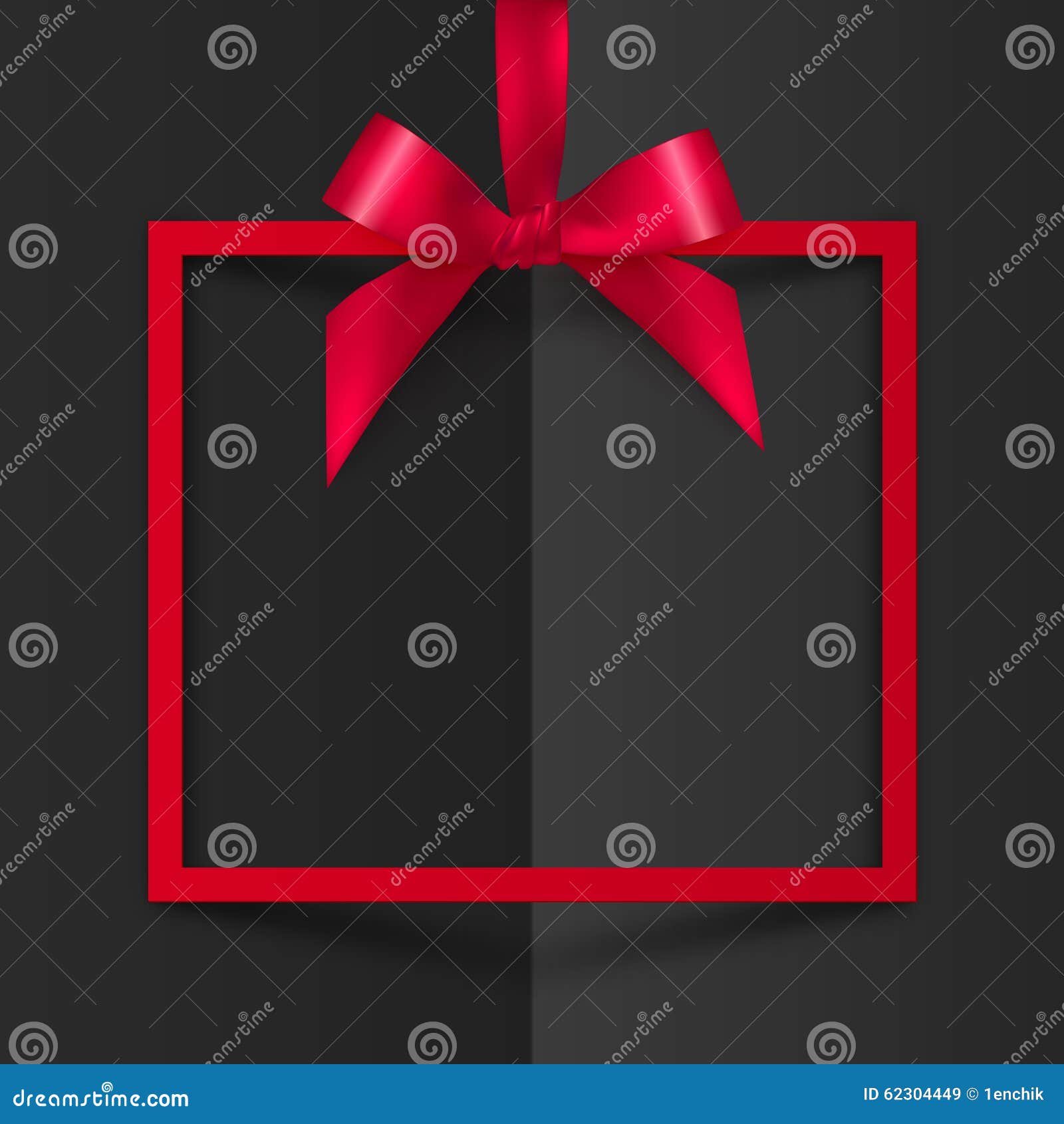 Red Gift Box Frame with Silky Bow and Ribbon Stock Vector ...