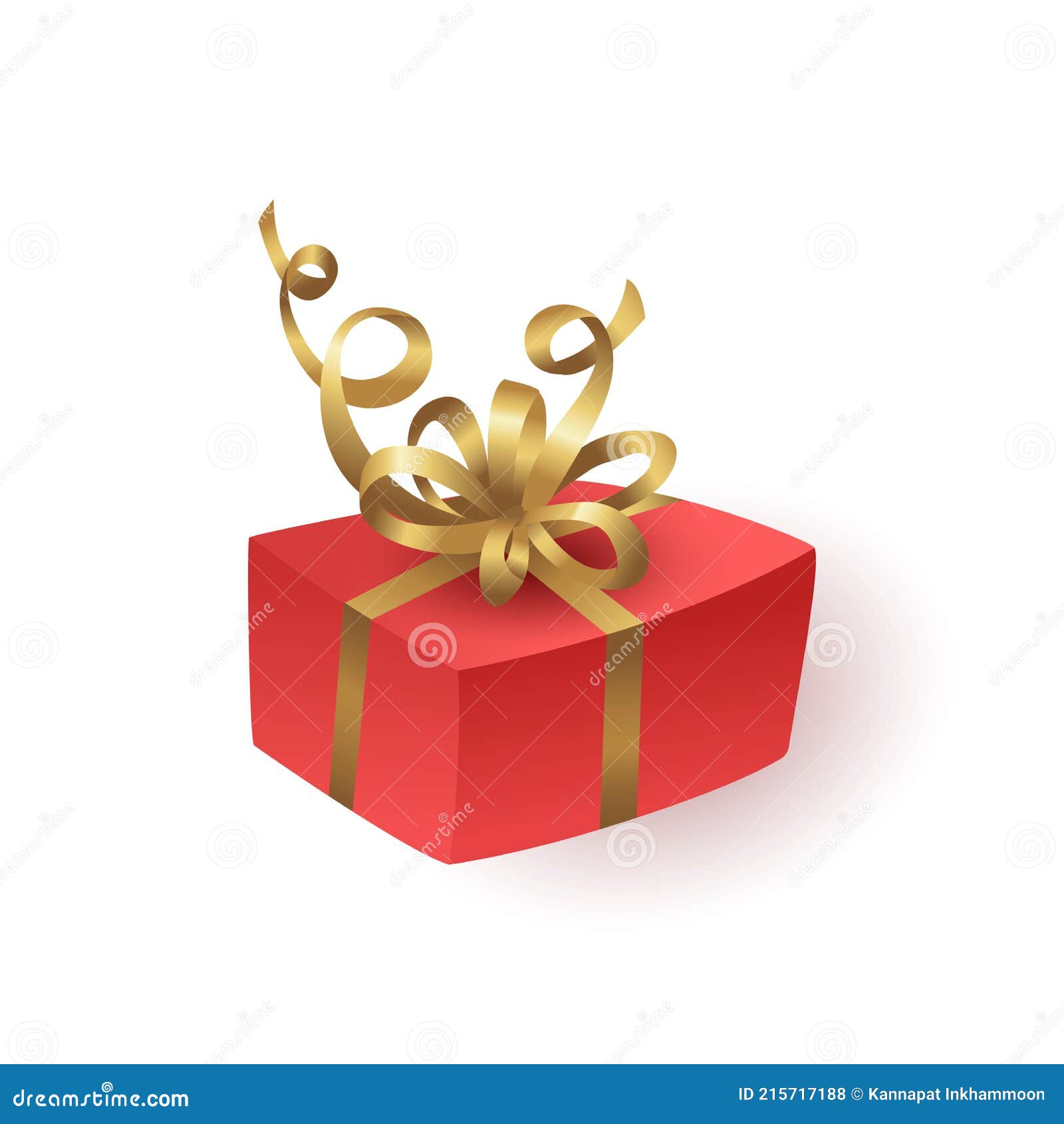 Red Gift Box with Gold Ribbon and Bow Stock Vector - Illustration of ...