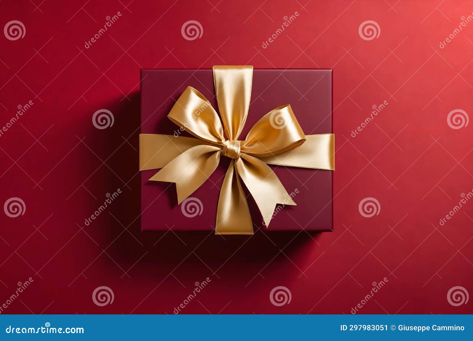 Red Gift Box with Gold Satin Ribbon Stock Illustration - Illustration ...