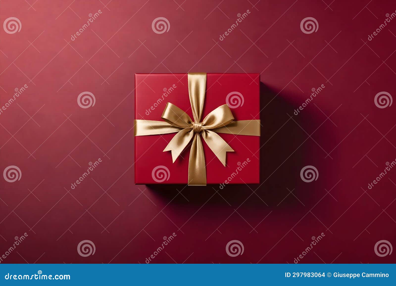 Red Gift Box with Gold Satin Ribbon Stock Illustration - Illustration ...