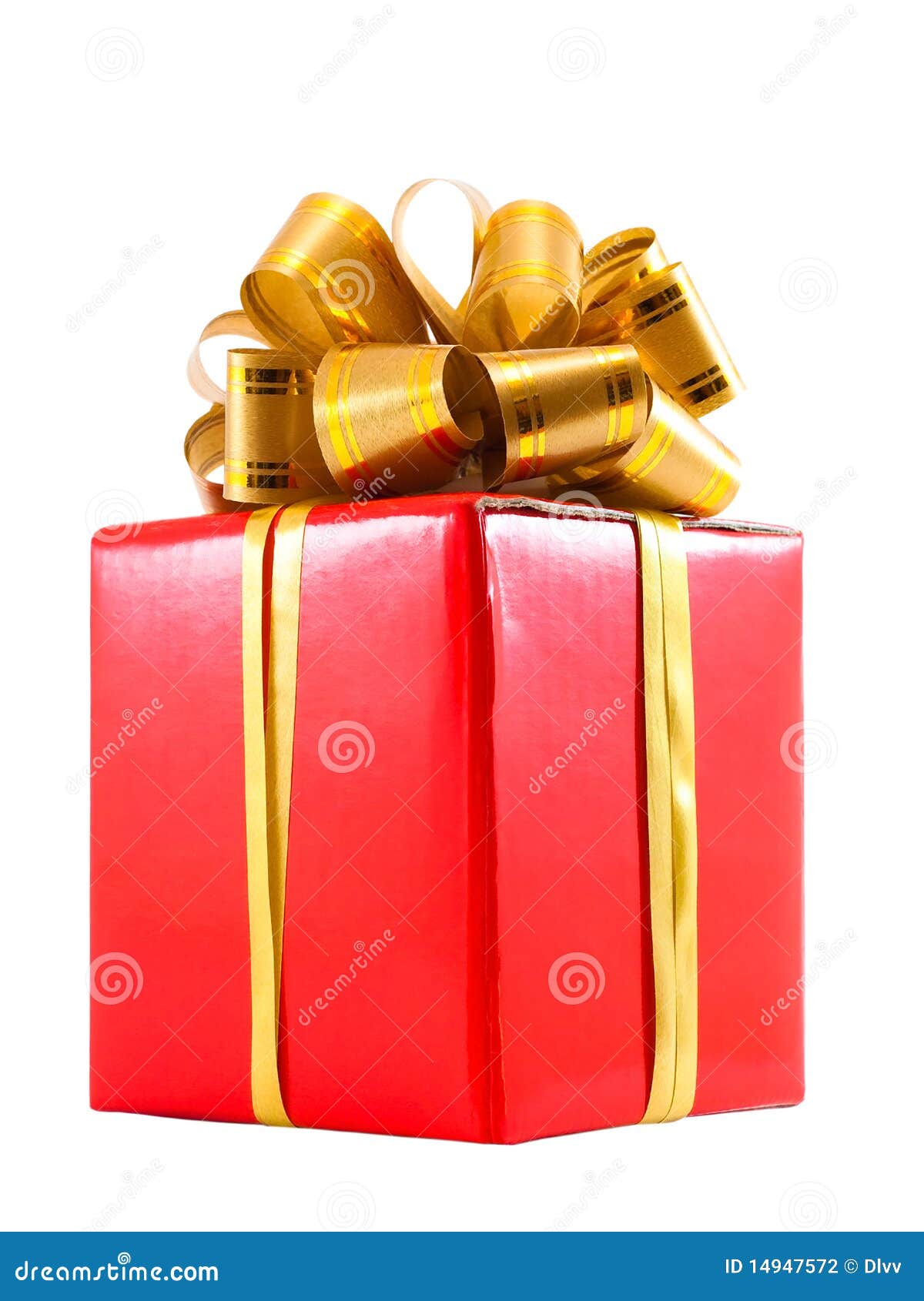 Red Gift Box with Golden Bow Stock Photo - Image of christmas, tape ...