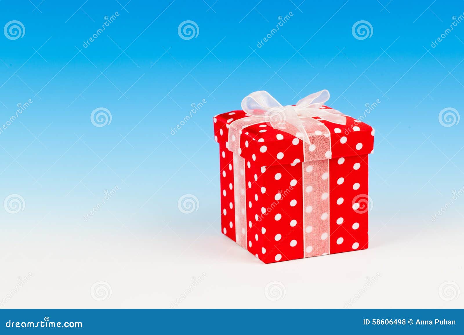 Red Gift Box, Polka Dots with Bow Stock Photo - Image of ornament ...