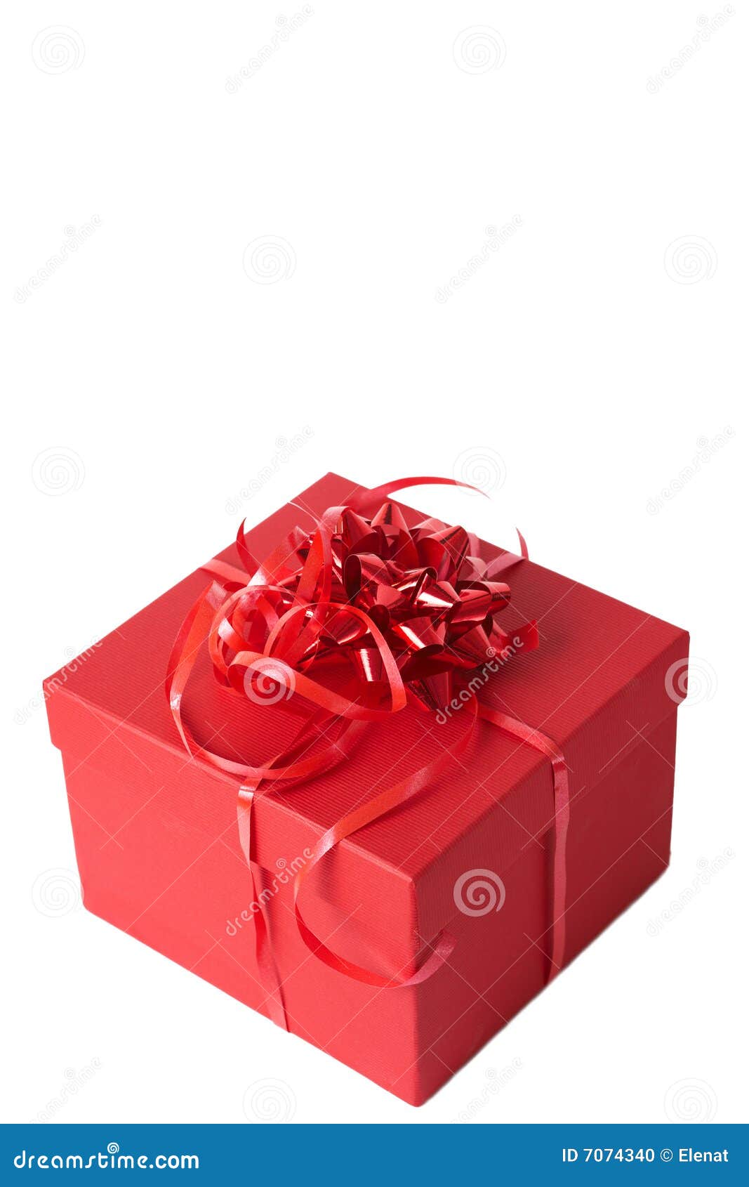Red Gift Box with Ribbon Bows Stock Photo - Image of celebrating ...