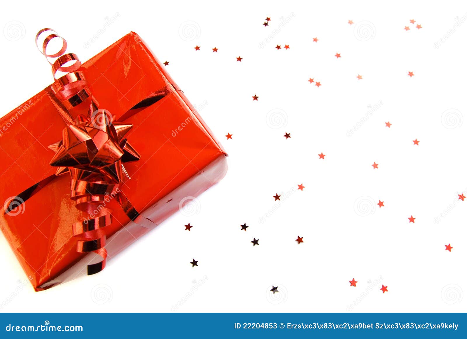 Red Gift-box with Stars Isolated Stock Image - Image of holiday ...