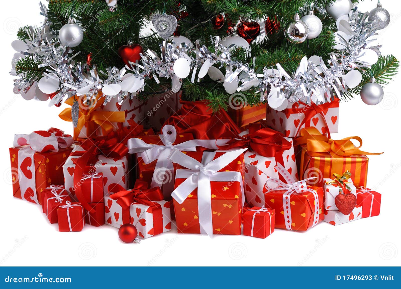 Red Gift Boxes Under Christmas Tree Stock Image - Image of packaging ...