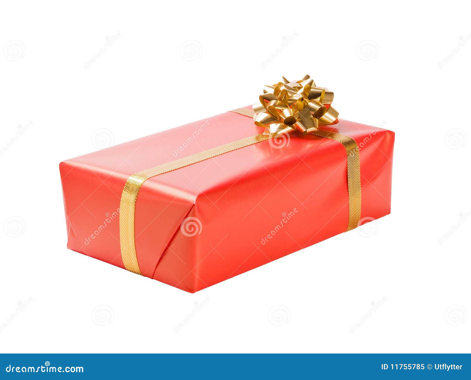 Red gift with gold ribbon stock image. Image of decorated - 11755785