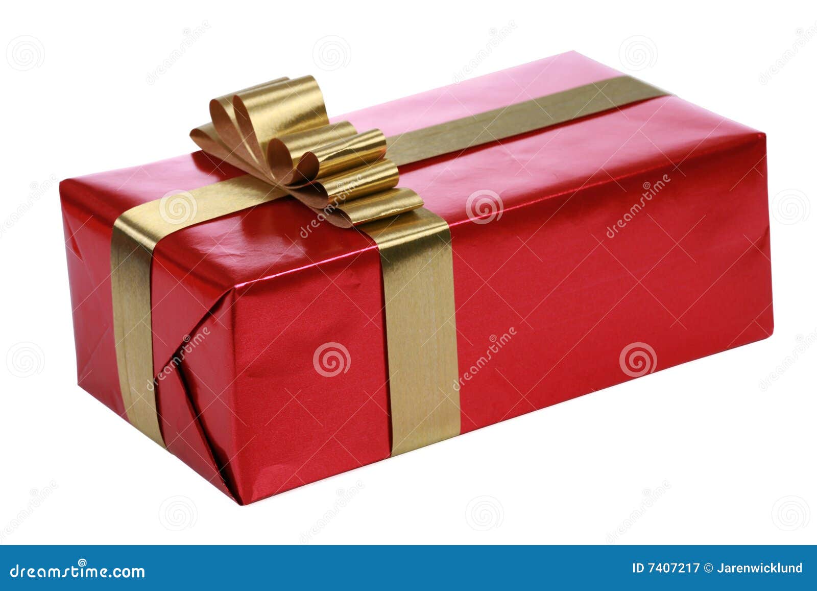 Red gift with gold ribbons stock image. Image of isolated - 7407217