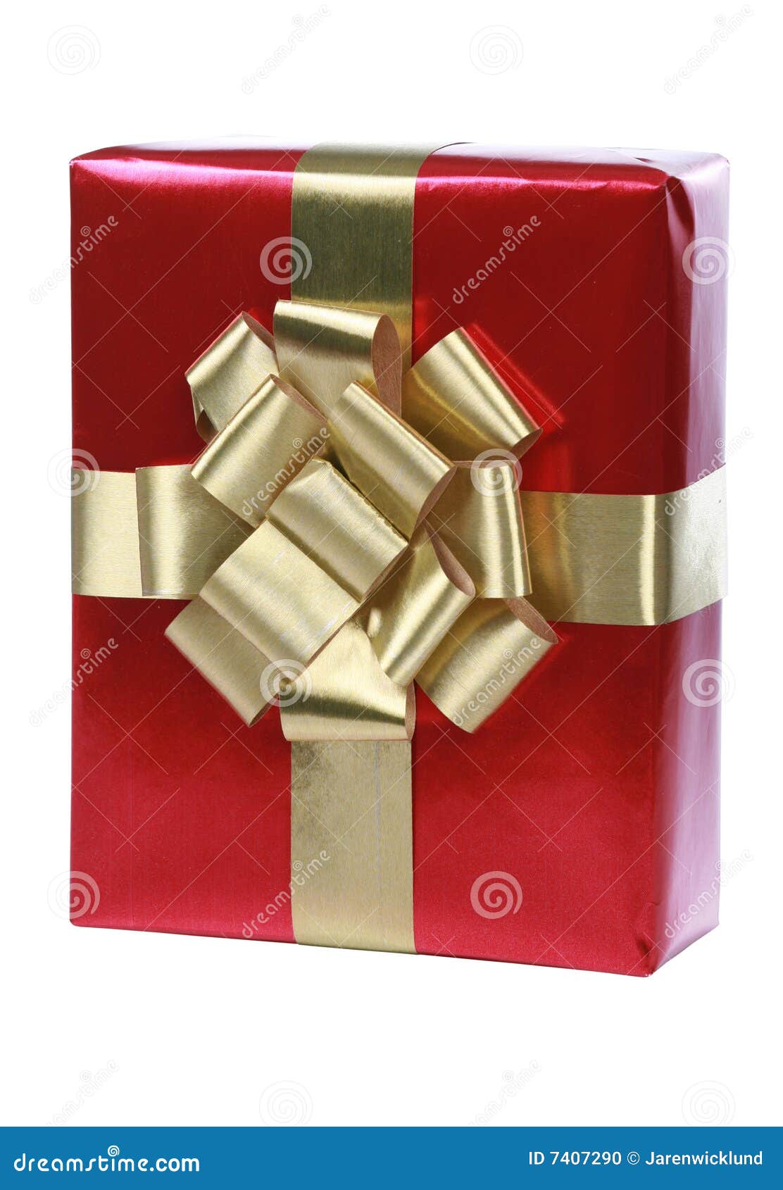 Red gift with gold ribbons stock photo. Image of wrapped - 7407290