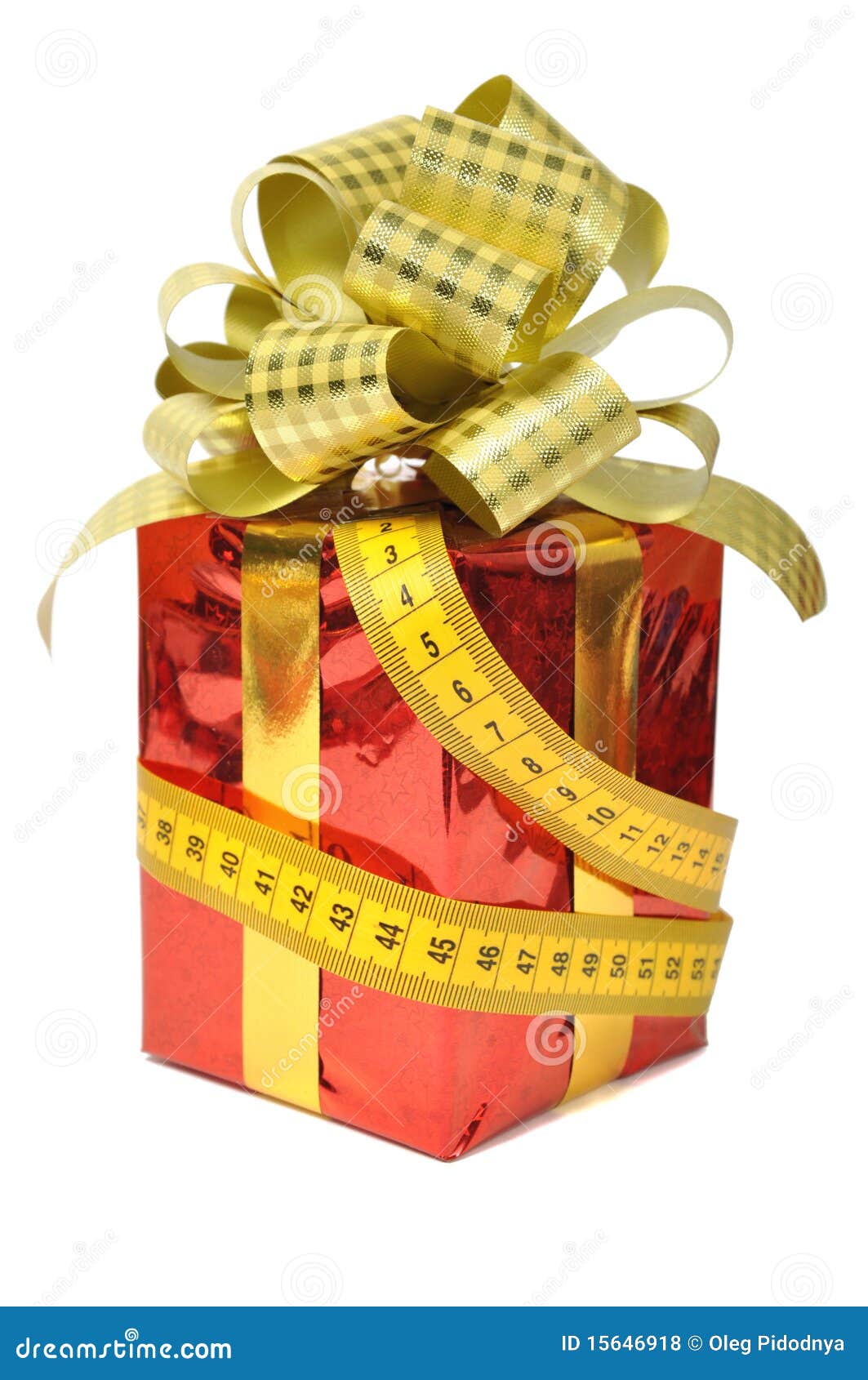 Red gift and measure tape stock photo. Image of paper - 15646918