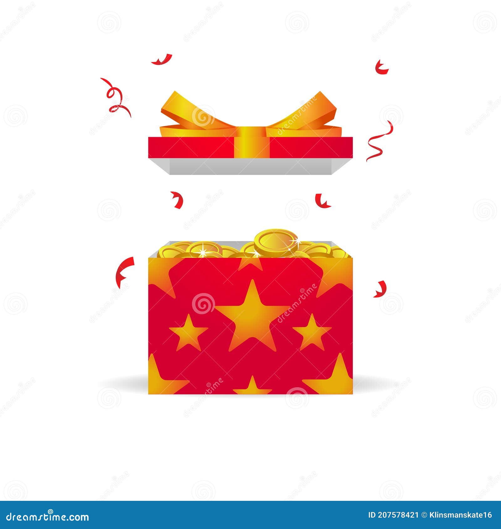 Red Gift Star Box with Coins Design Vector Stock Illustration ...