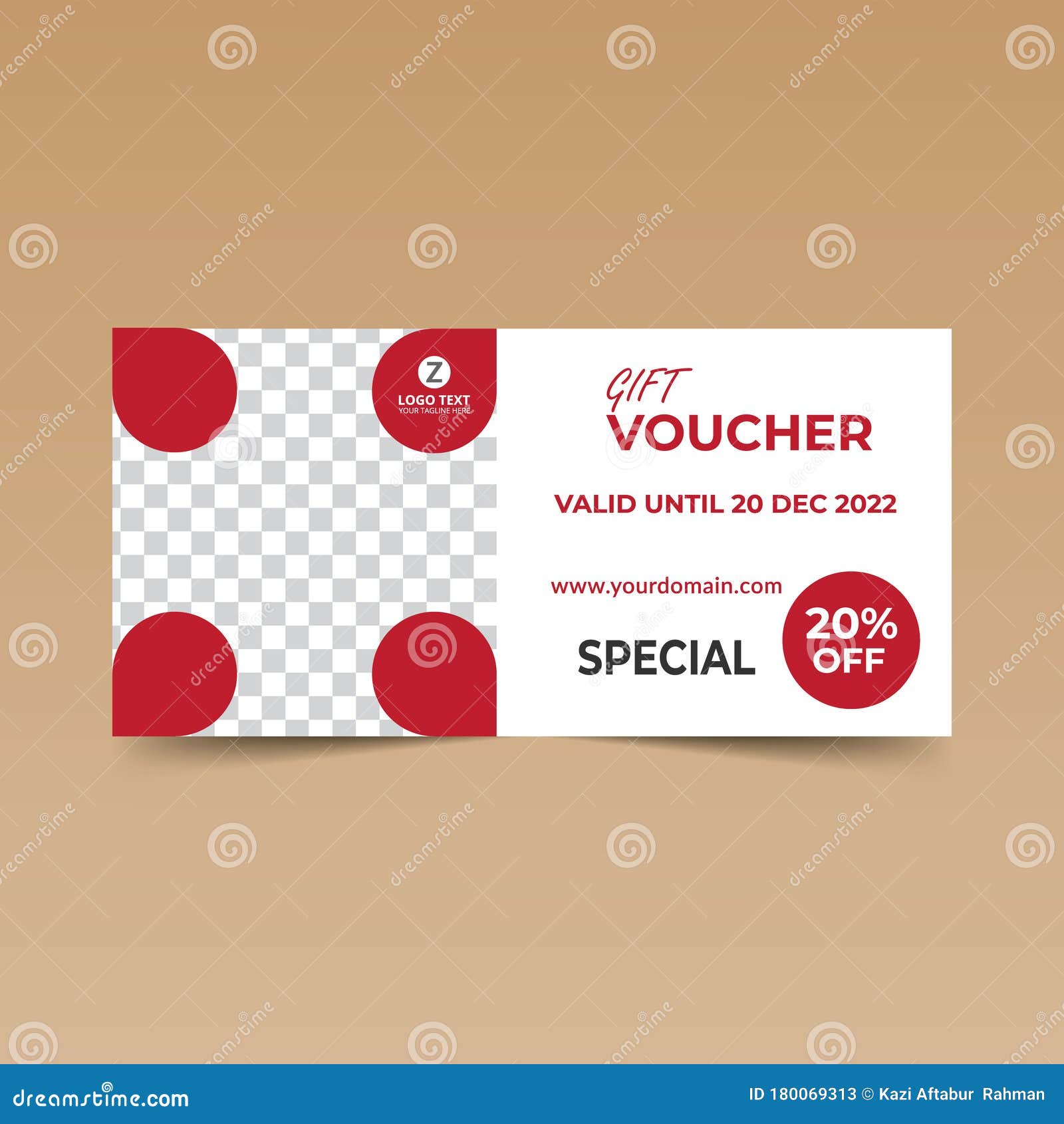 Red Gift Voucher Design Template Stock Image - Image of restaurant ...