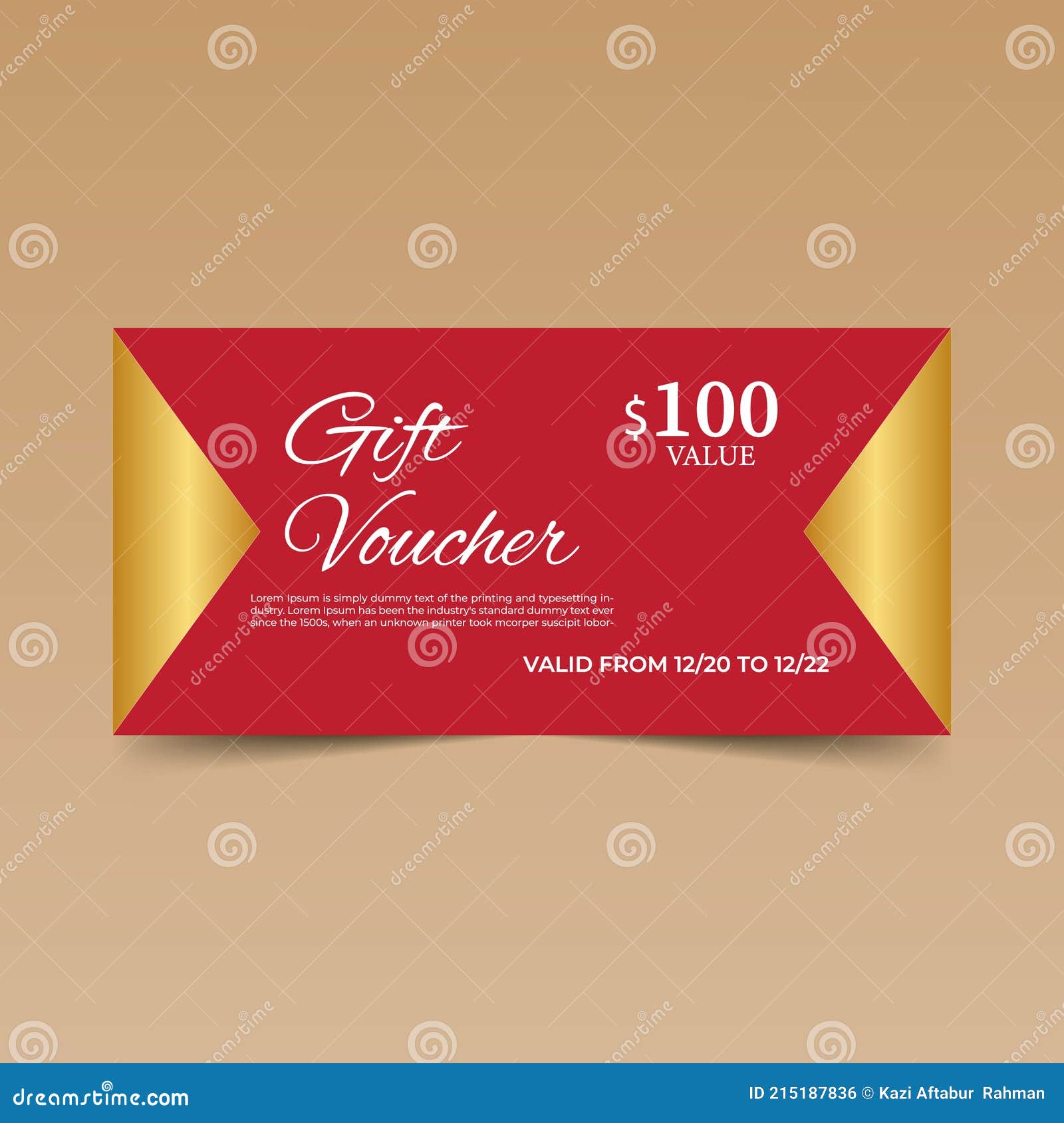Red Gift Voucher Design Template Stock Vector - Illustration of gift ...