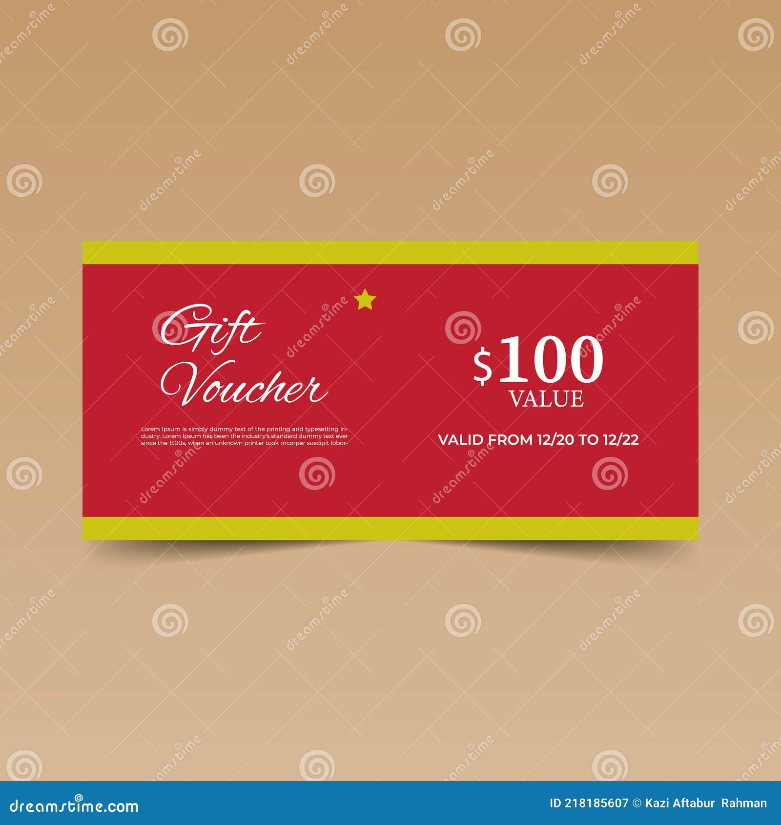 Red Gift Voucher Design Template Stock Illustration - Illustration of ...