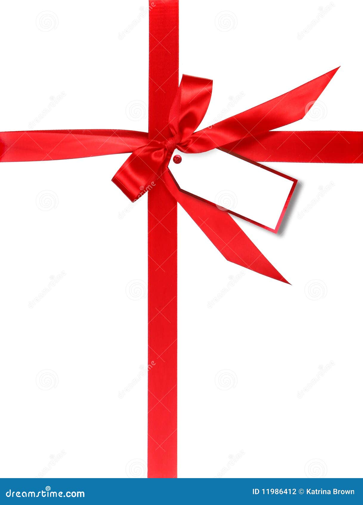 Red Gift Wrapped with Ribbon and Tag Stock Photo - Image of design ...
