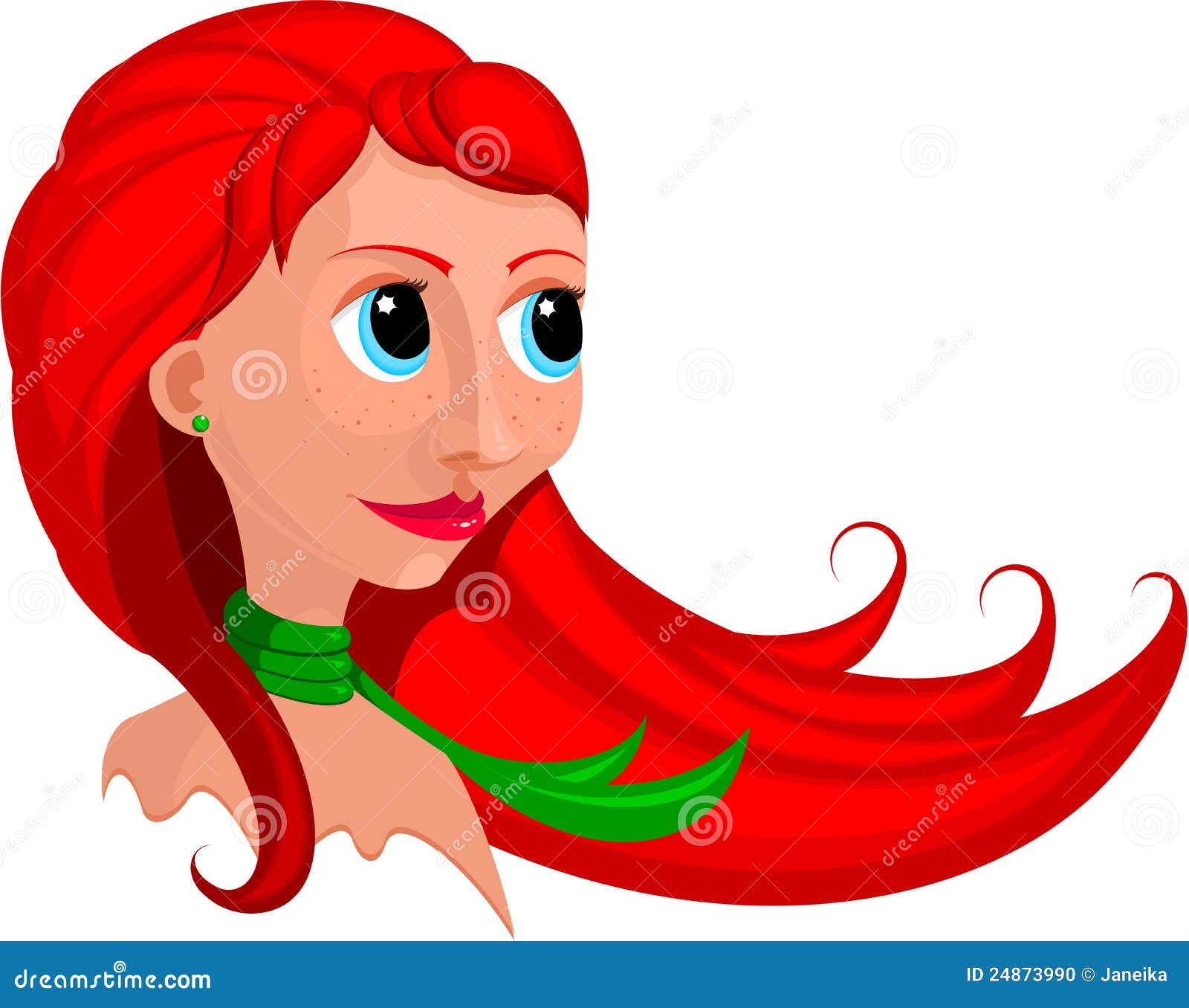 Red Girl stock vector. Illustration of redhead, scarf - 24873990