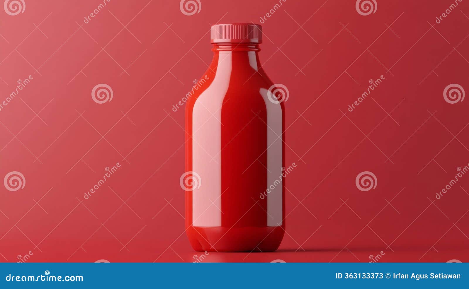 Red Glass Bottle Mockup On Red Background Royalty-Free Stock ...
