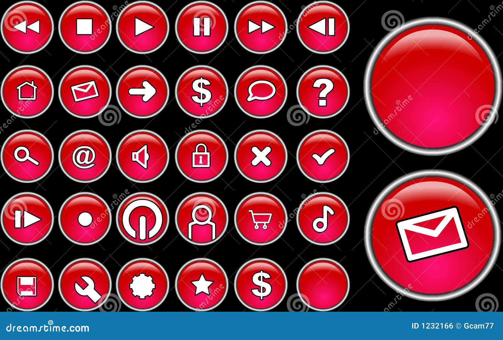 Red glass buttons stock illustration. Illustration of mail - 1232166