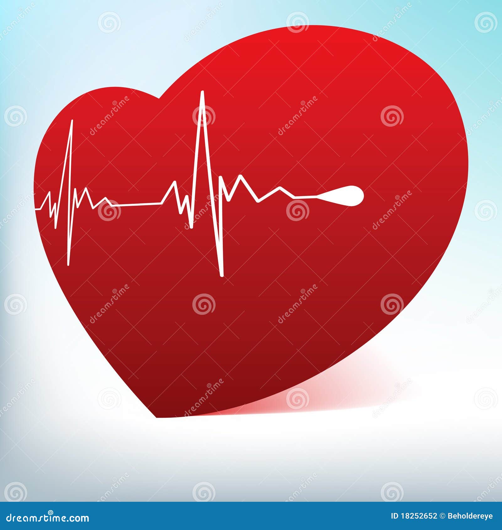 Red Glass Heart with Normal Cardiogram. EPS 8 Stock Illustration ...
