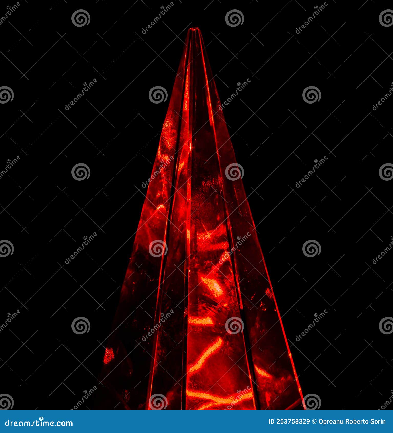 Red Glass pyramid prism stock image. Image of iridescent - 253758329