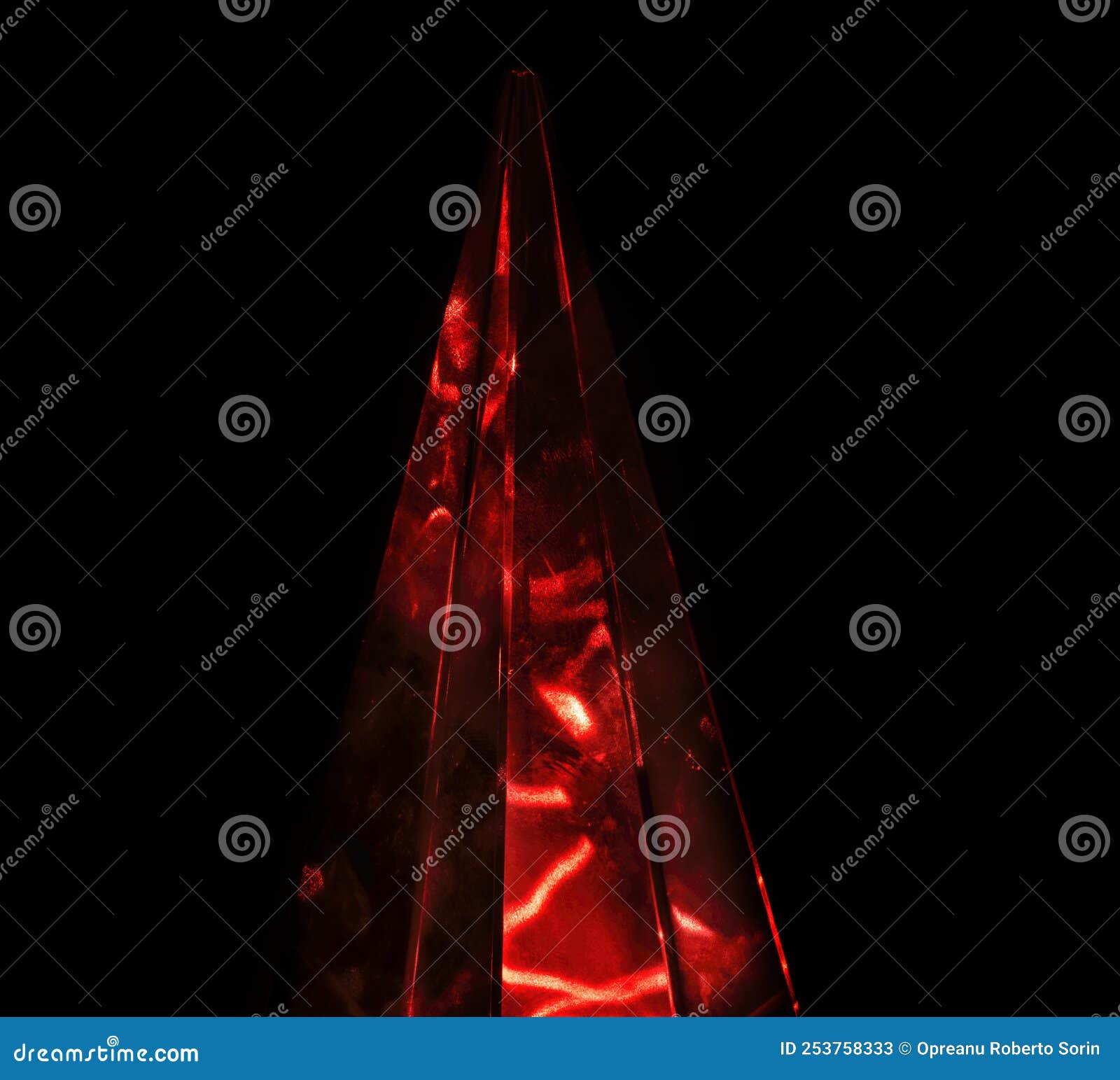 Red Glass pyramid prismon stock image. Image of optic - 253758333