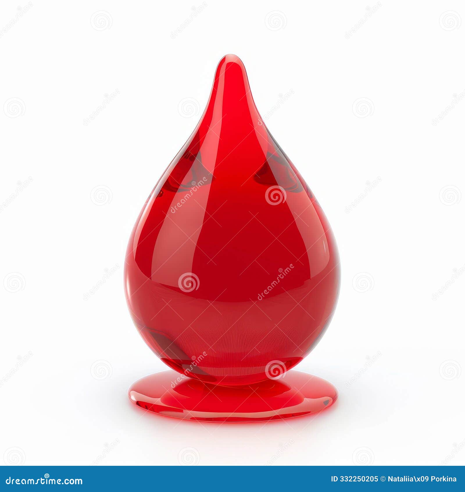 Red Glass Teardrop on a Smooth Surface on Isolated Background Stock ...