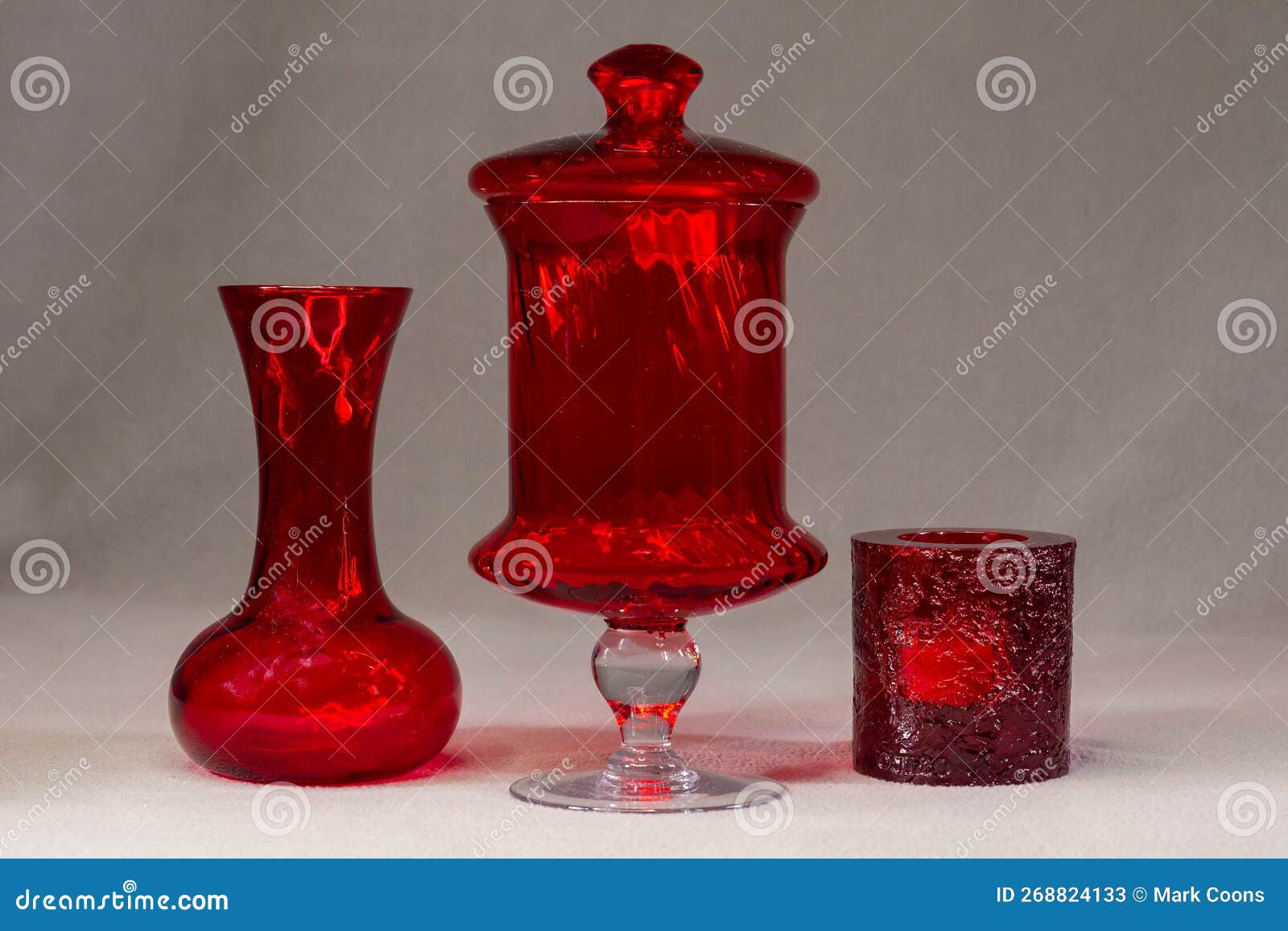 A Red Glass Trio Collected Over the Years Stock Image - Image of ...