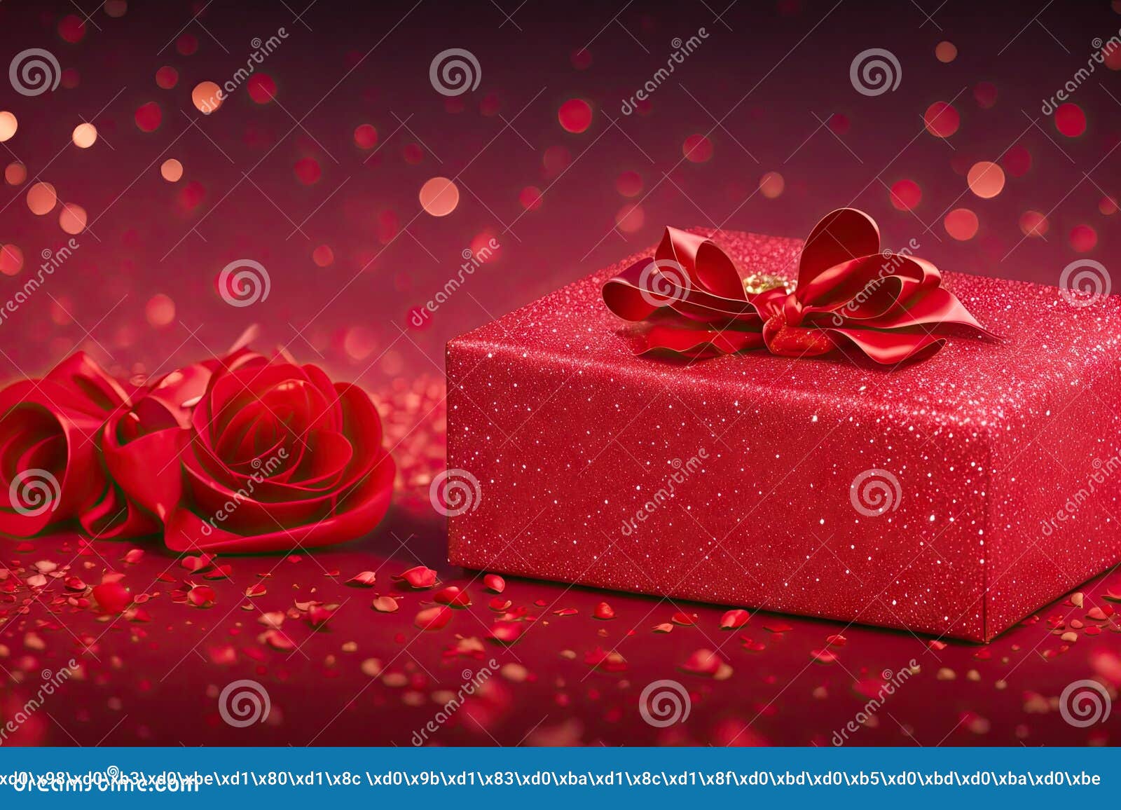 Red Glitter Gift Box for Valentines Day or Womans Day. Ai Generative ...