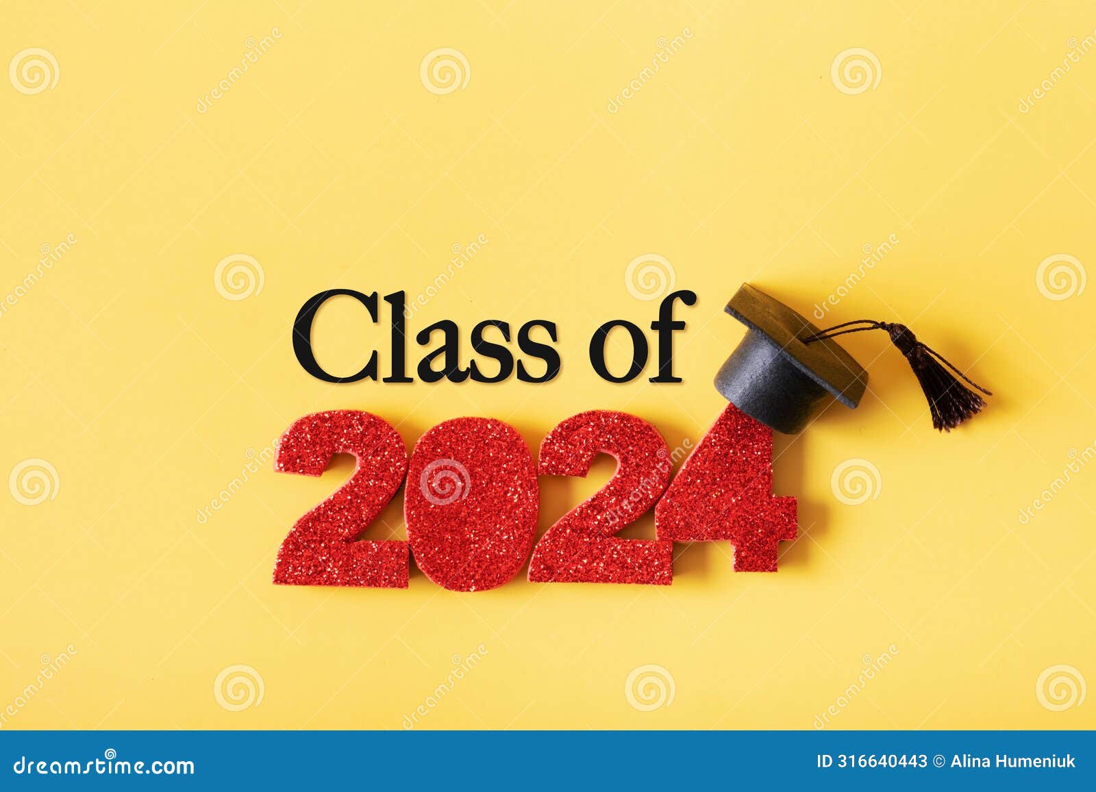 Red Glitter Number 2024 with Graduated Cap and Class of Text. Class ...