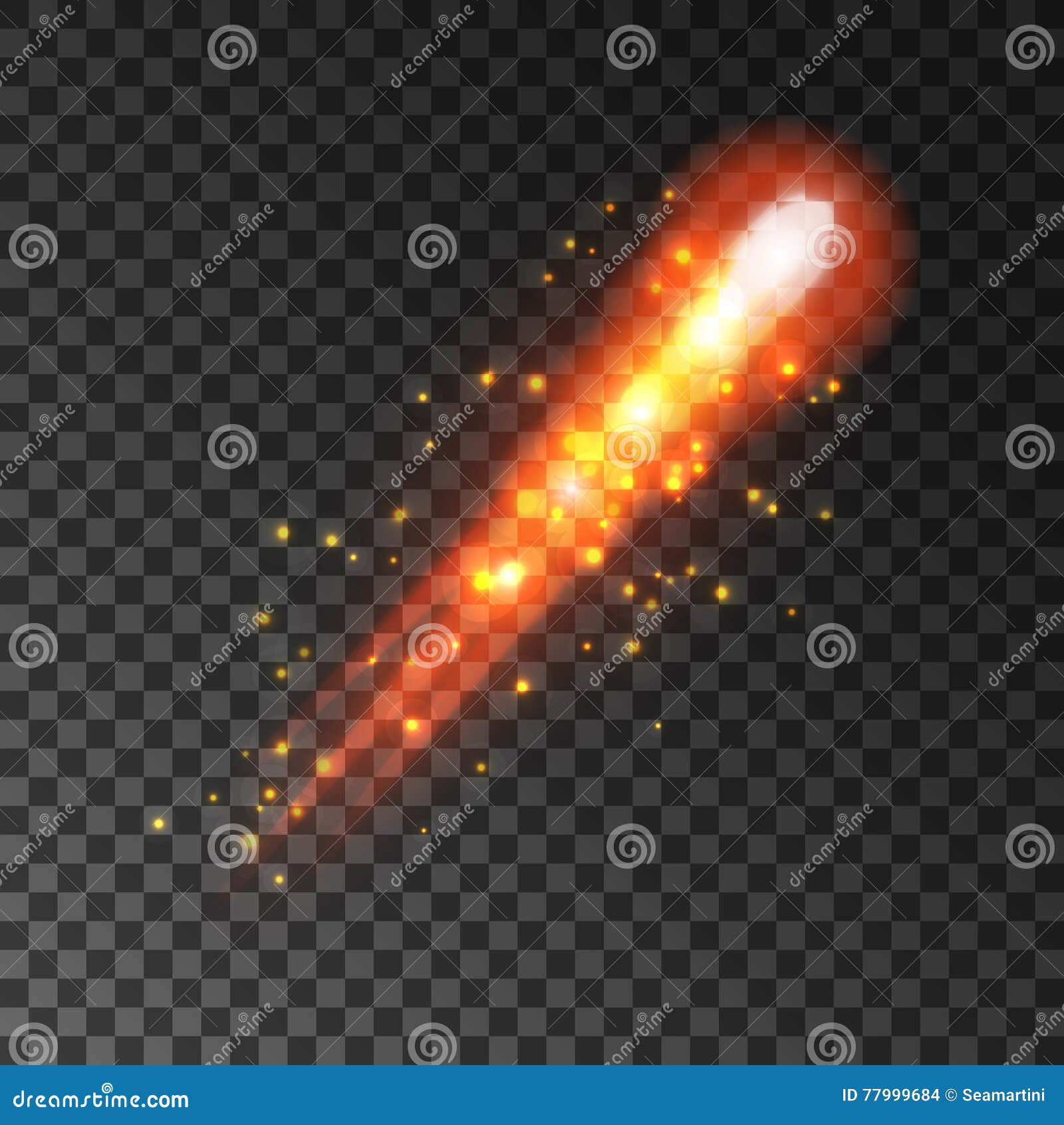 Red Glittering Comet Fire Light Sparks Stock Vector - Illustration of ...