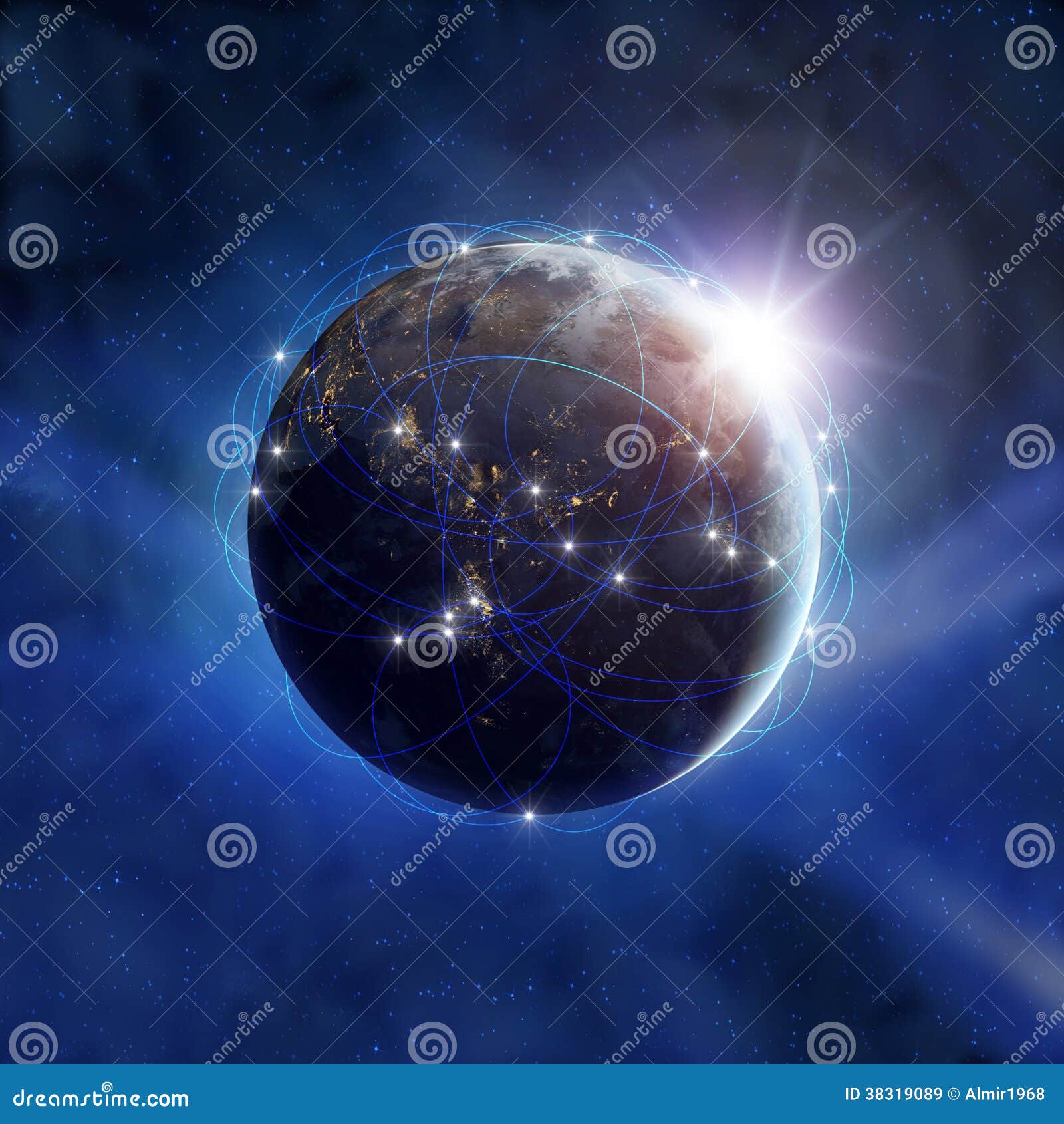 Red global stock de ilustración. Ilustración de noche - 38319089