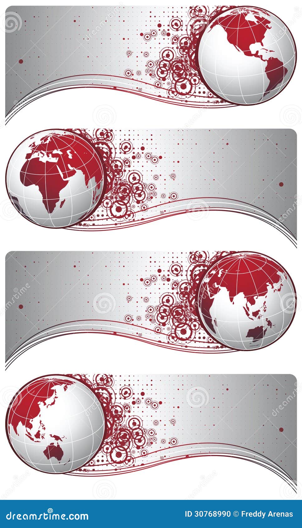 Red Globe Banner set stock illustration. Illustration of sphere - 30768990