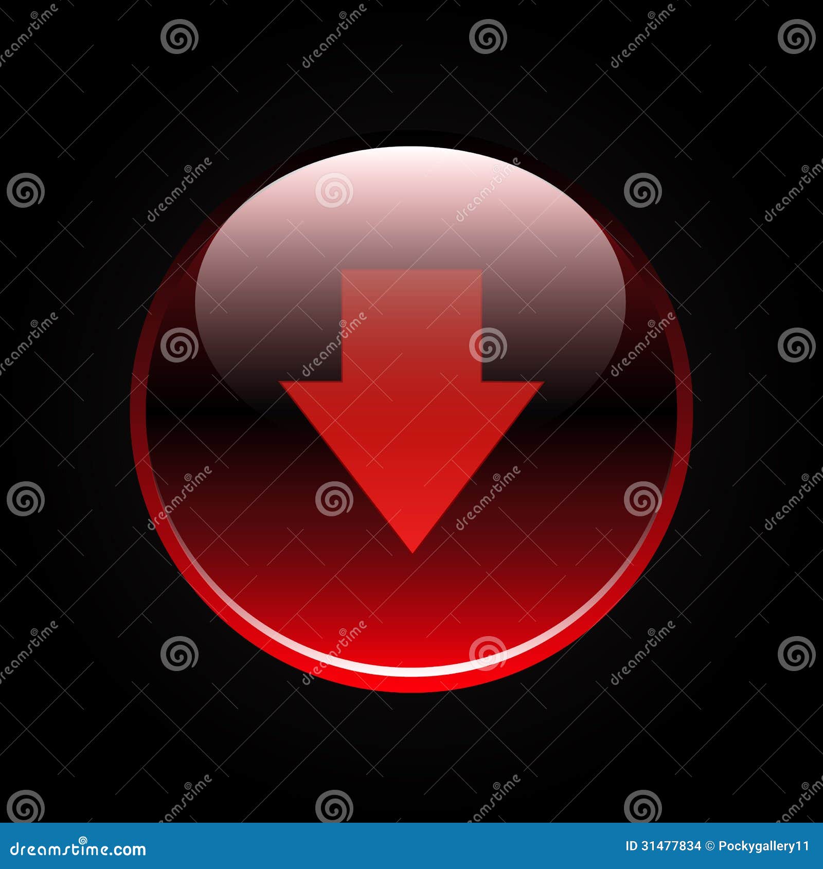Red Glossy Arrow Down Button Stock Vector - Illustration of cursor ...