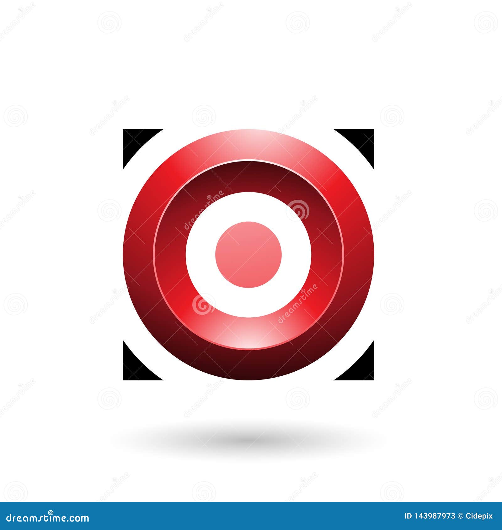 Red Glossy Circle in a Square Vector Illustration Stock Vector ...