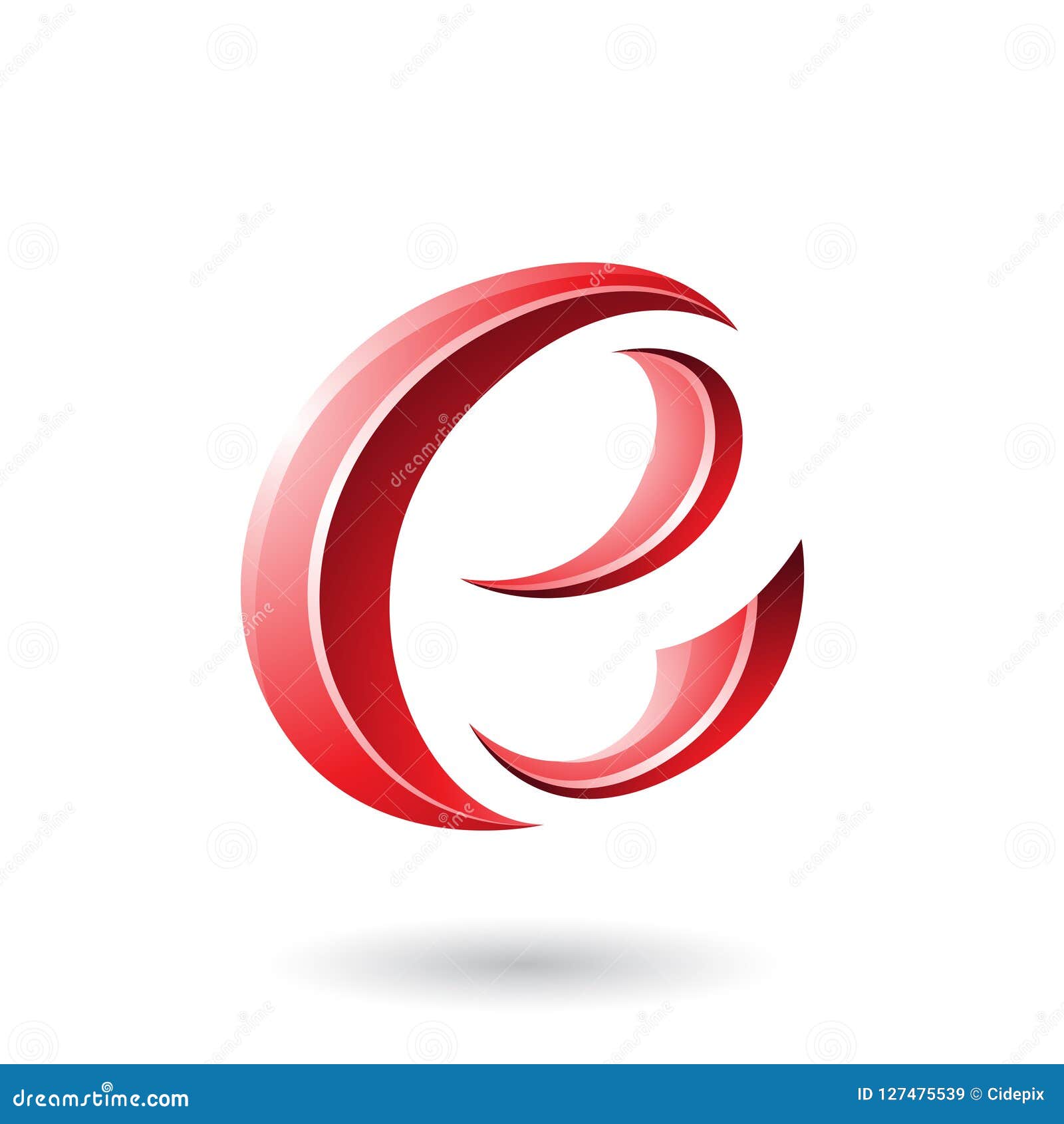 Red Glossy Crescent Shape Letter E Vector Illustration Stock Vector ...
