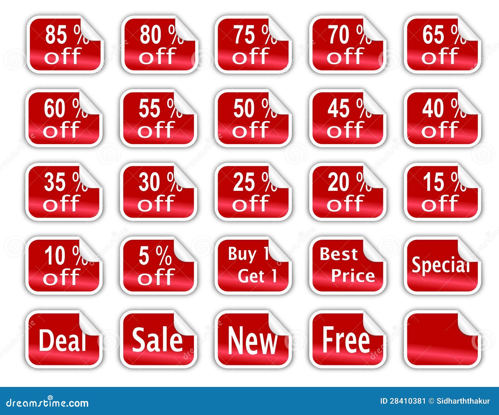 Red Glossy Discount Stickers Stock Illustration - Illustration of ...
