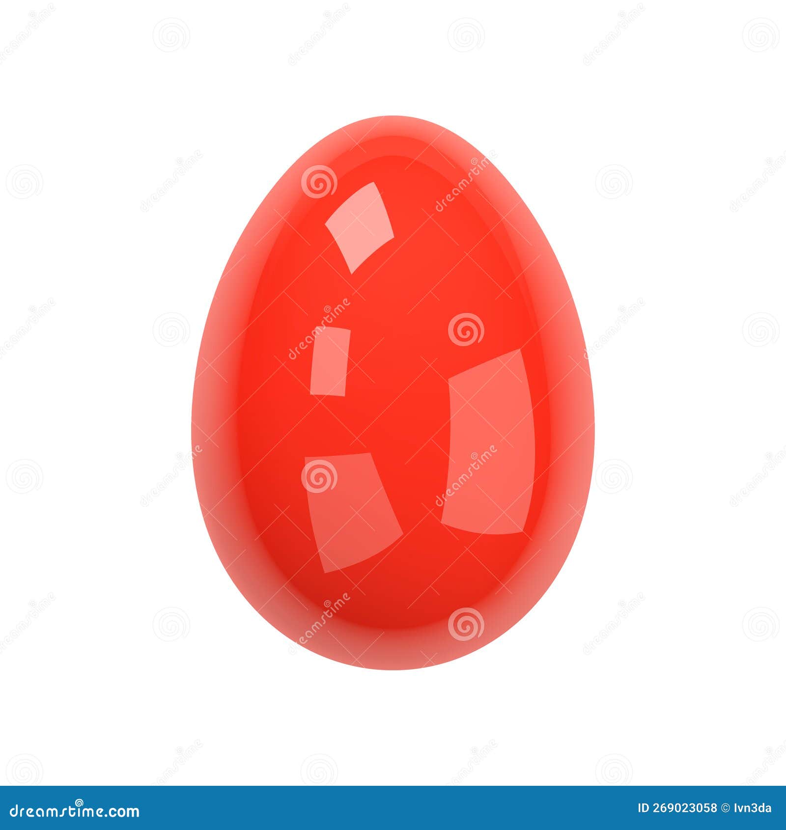 Red Glossy Easter Egg Isolated on White Background. Realistic Eggshell ...