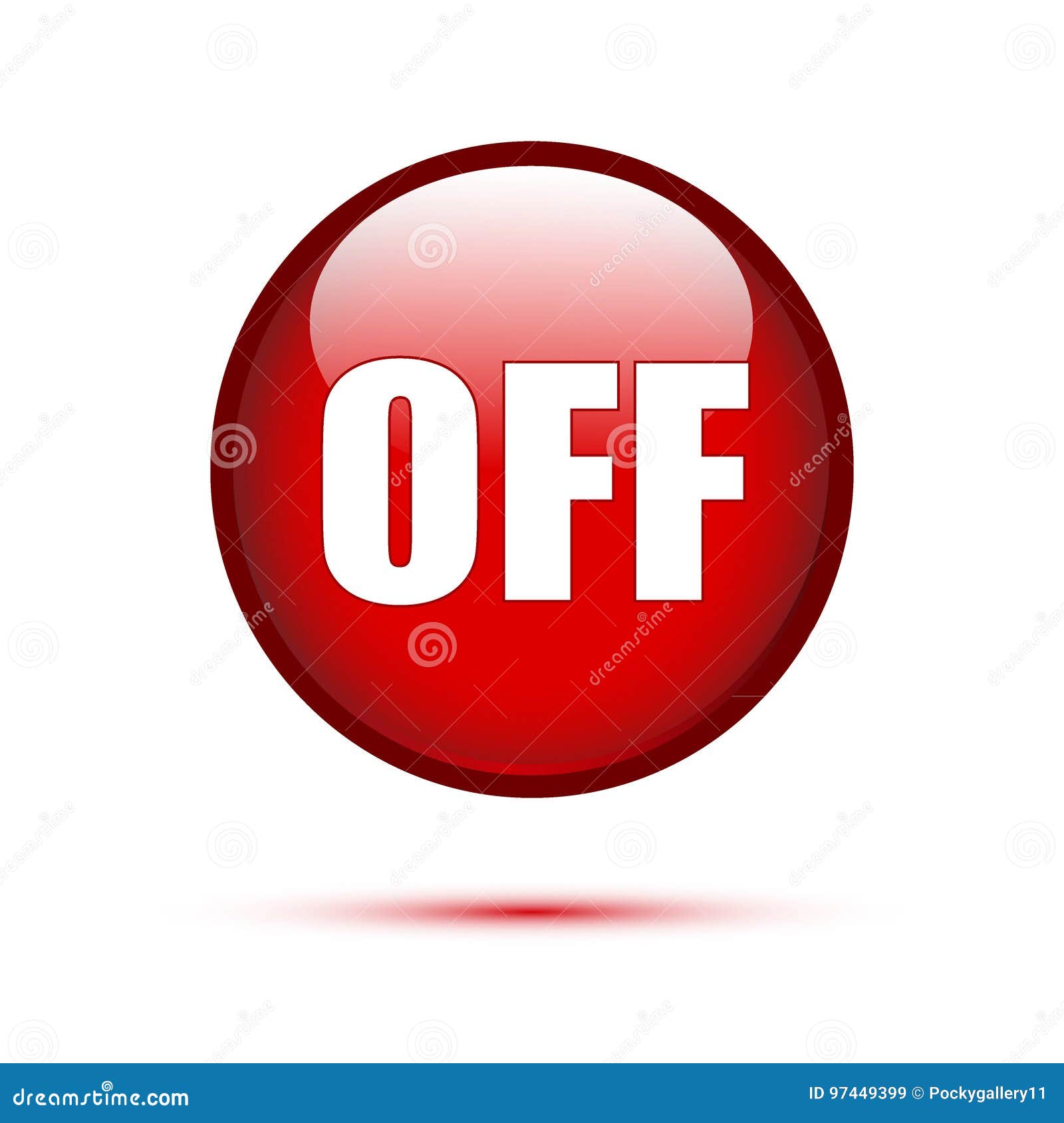 Red glossy OFF button stock vector. Illustration of computer - 97449399
