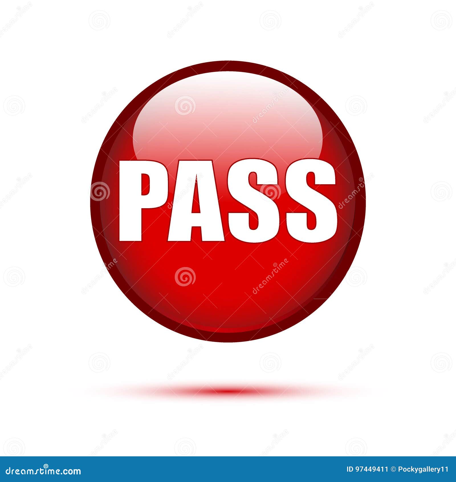 Red Glossy Pass Button on White Stock Vector - Illustration of symbol ...